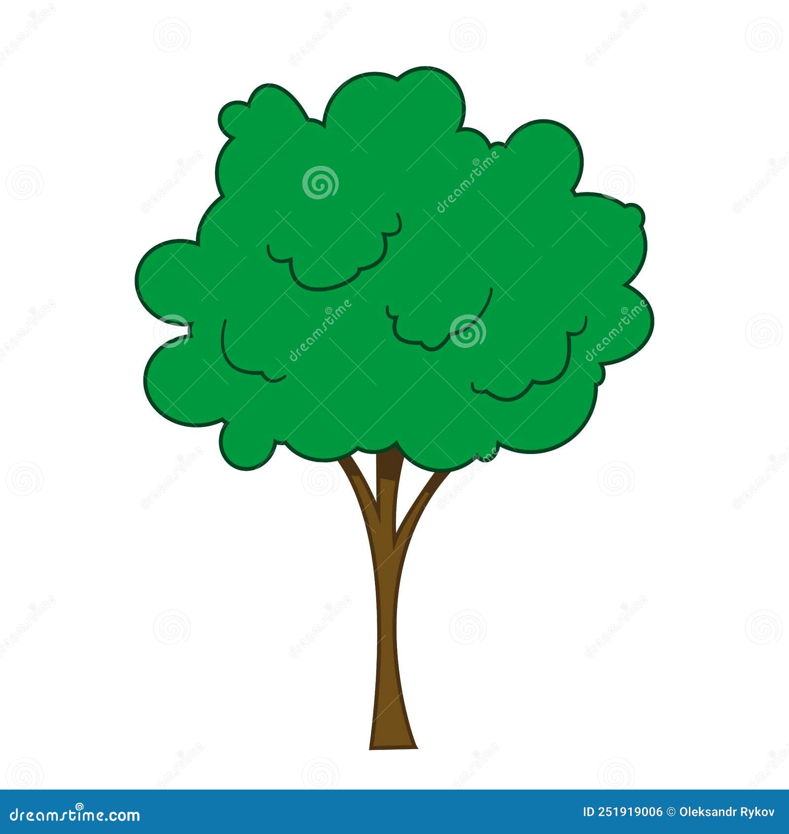 Cartoon Green Isolated Tree. Stock Vector - Illustration of tree, icon ...
