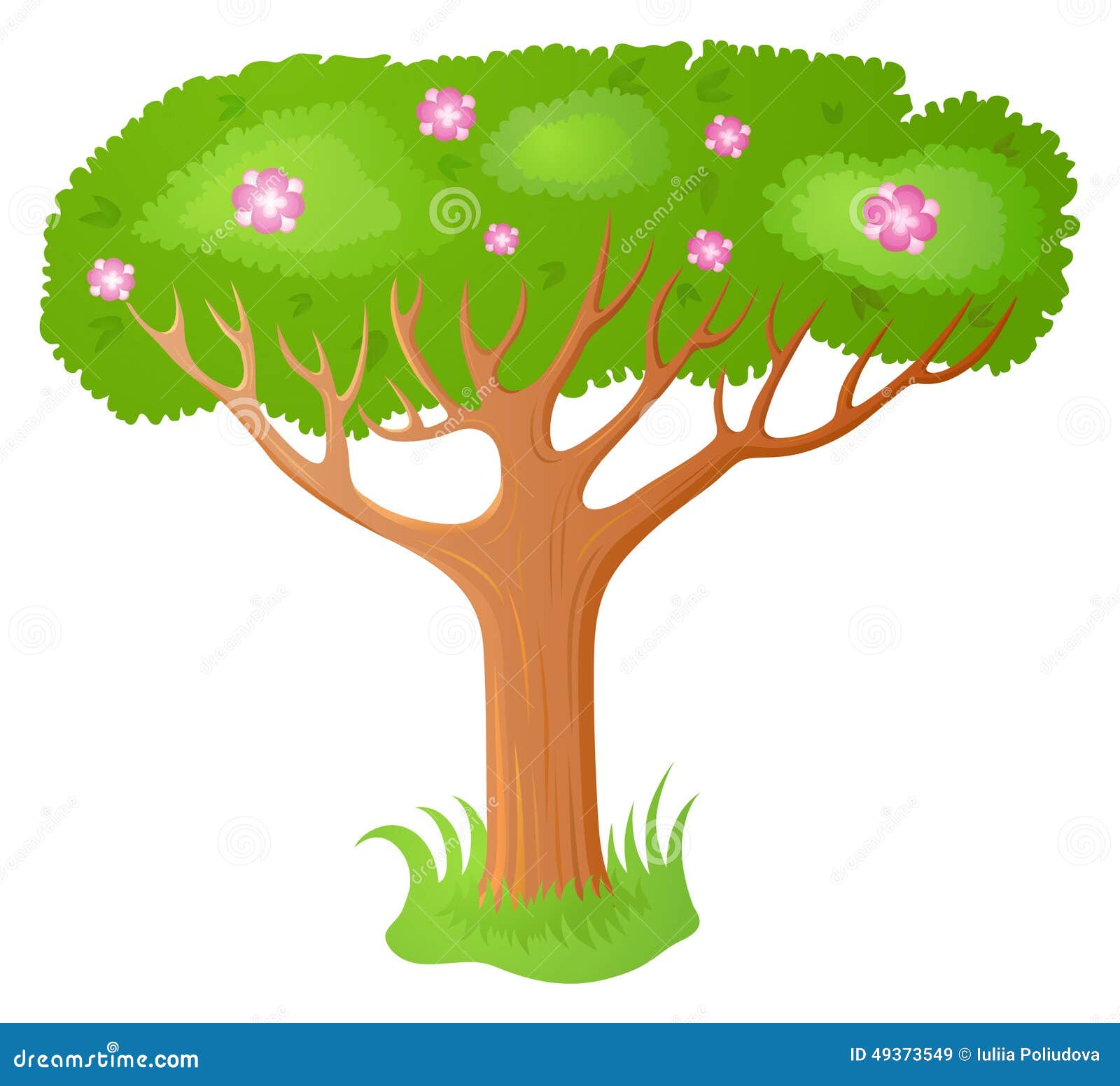 Cartoon tree stock illustration. Illustration of floral - 49373549