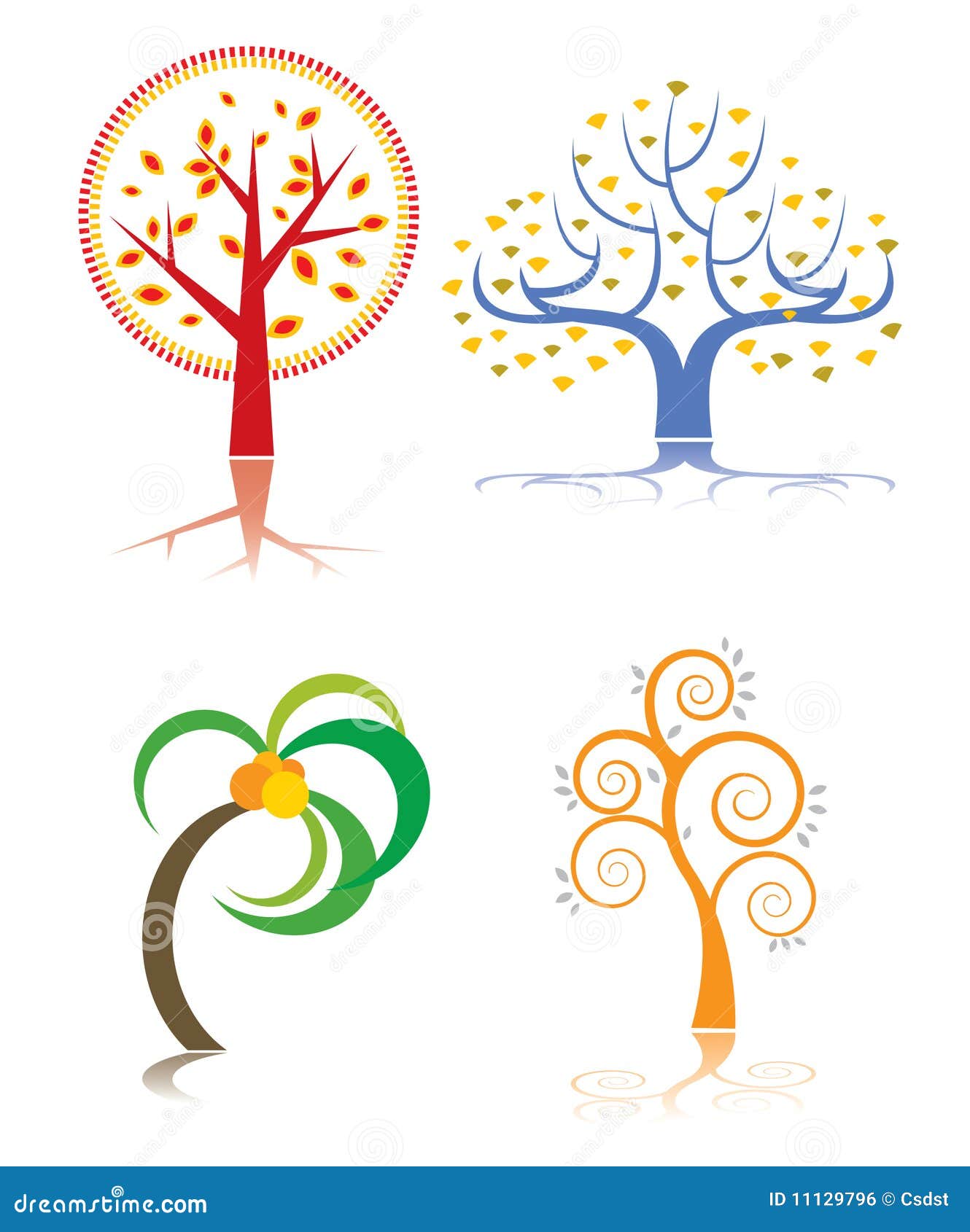 Cartoon Trees And Plants Set Vector Illustration | CartoonDealer.com ...