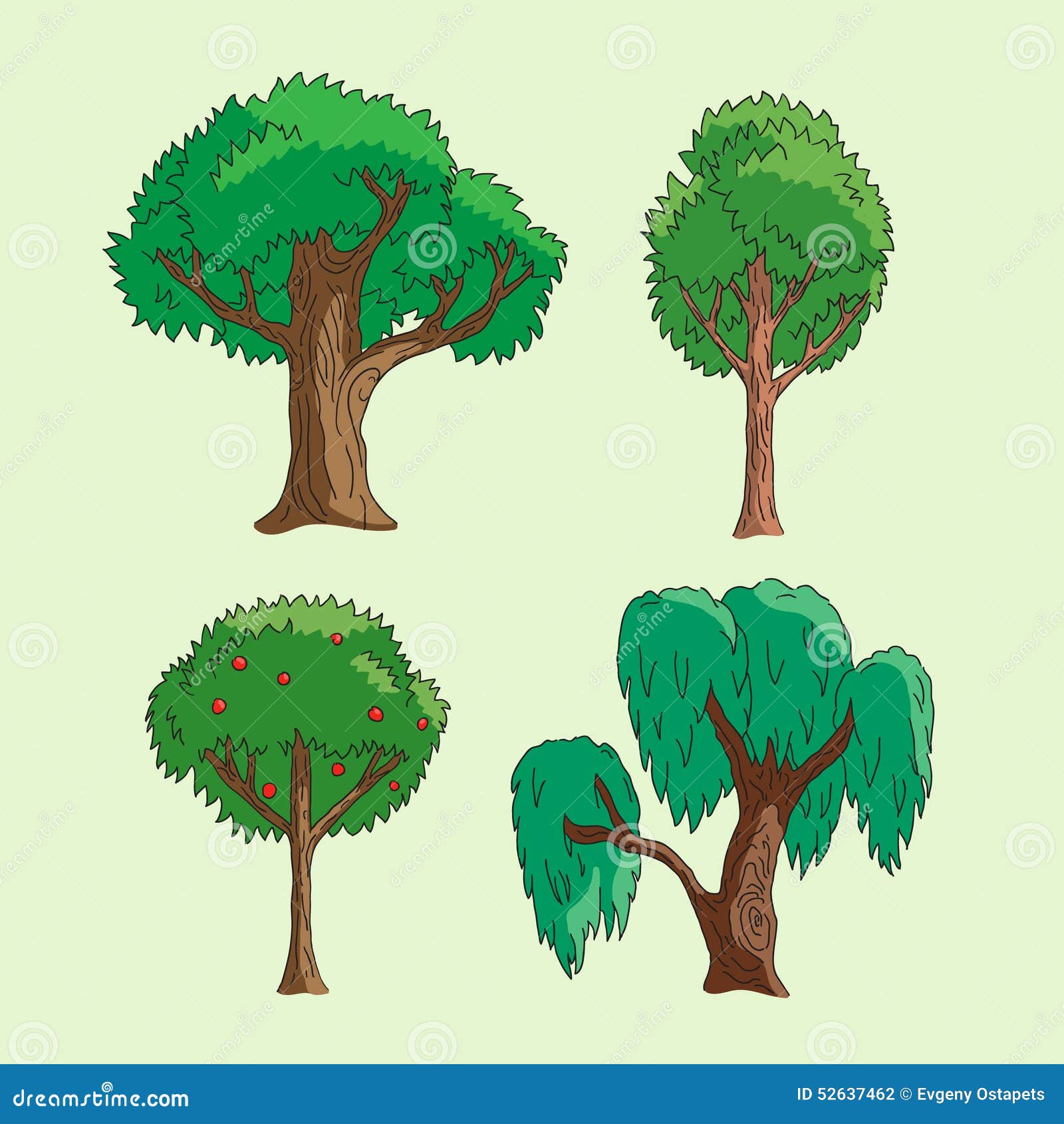 Cartoon Trees stock vector. Illustration of isolated - 52637462