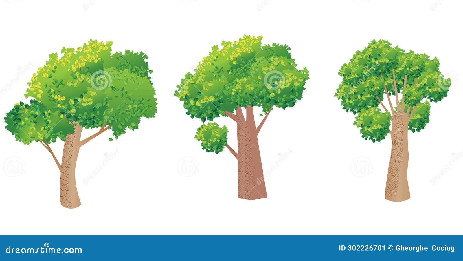 Cartoon trees set B stock illustration. Illustration of collection ...
