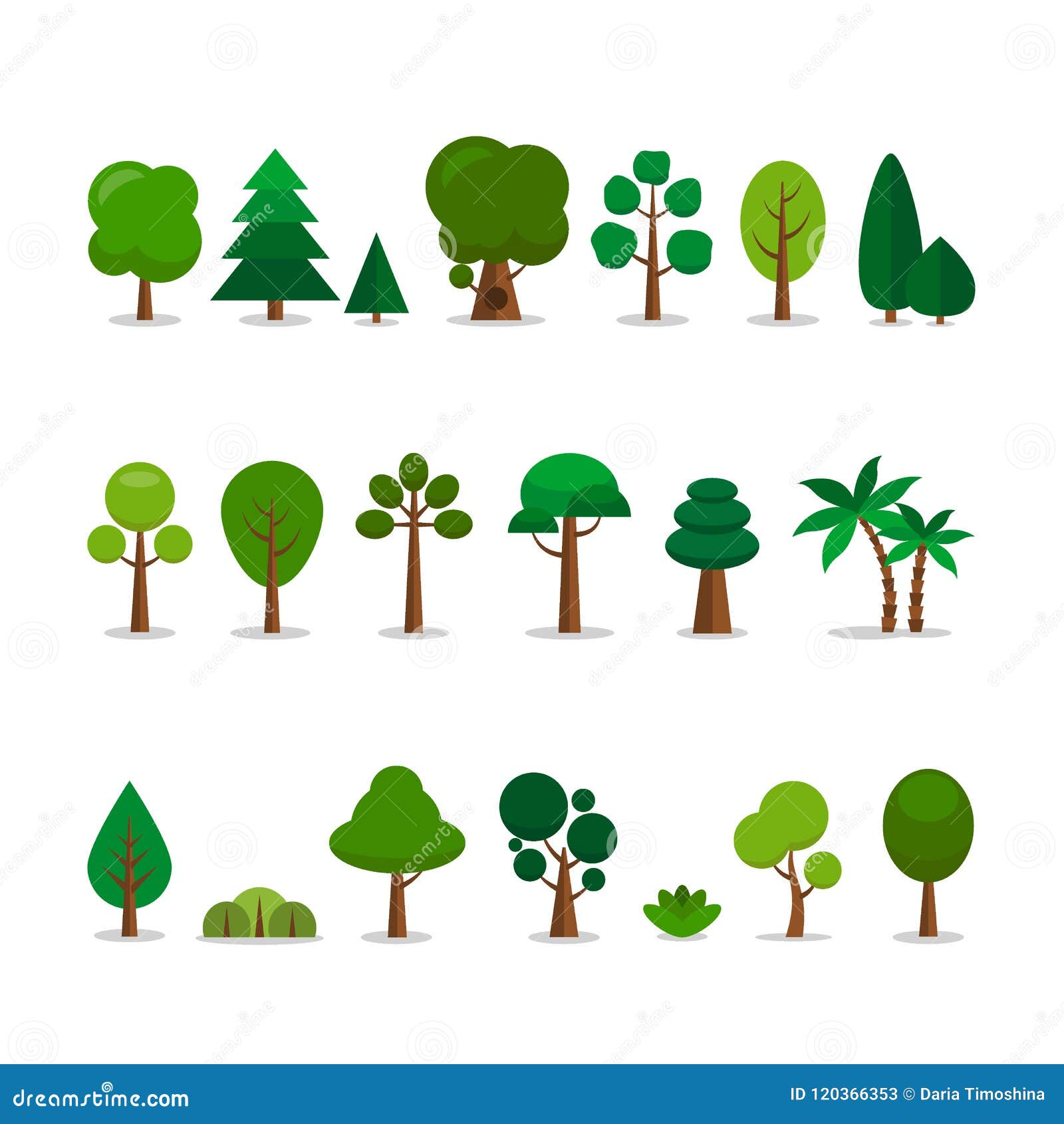 Cartoon trees set stock vector. Illustration of branch - 120366353