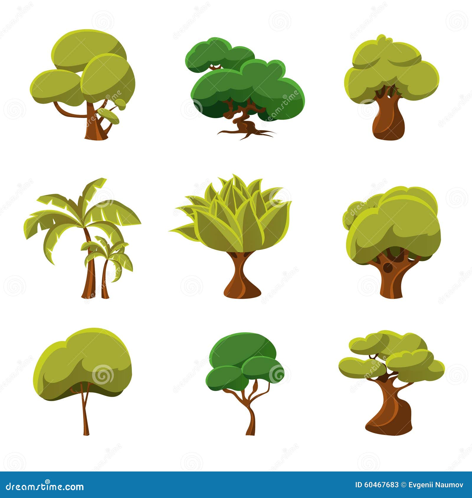 Cartoon Trees Set Vector Illustration Stock Vector - Illustration of ...