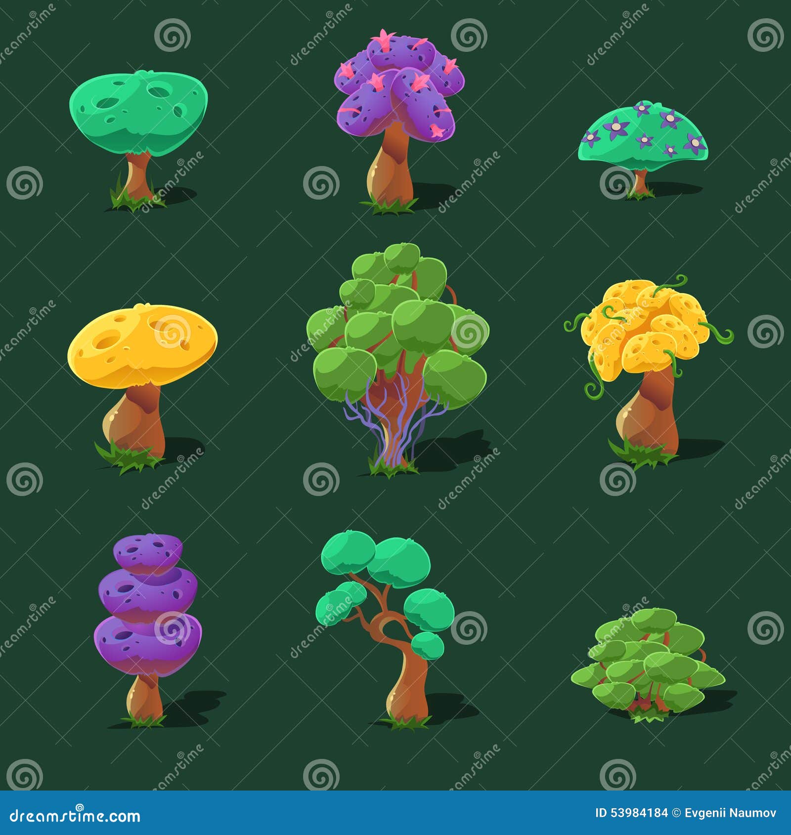 Cartoon Trees, Vector Set stock vector. Illustration of game - 53984184