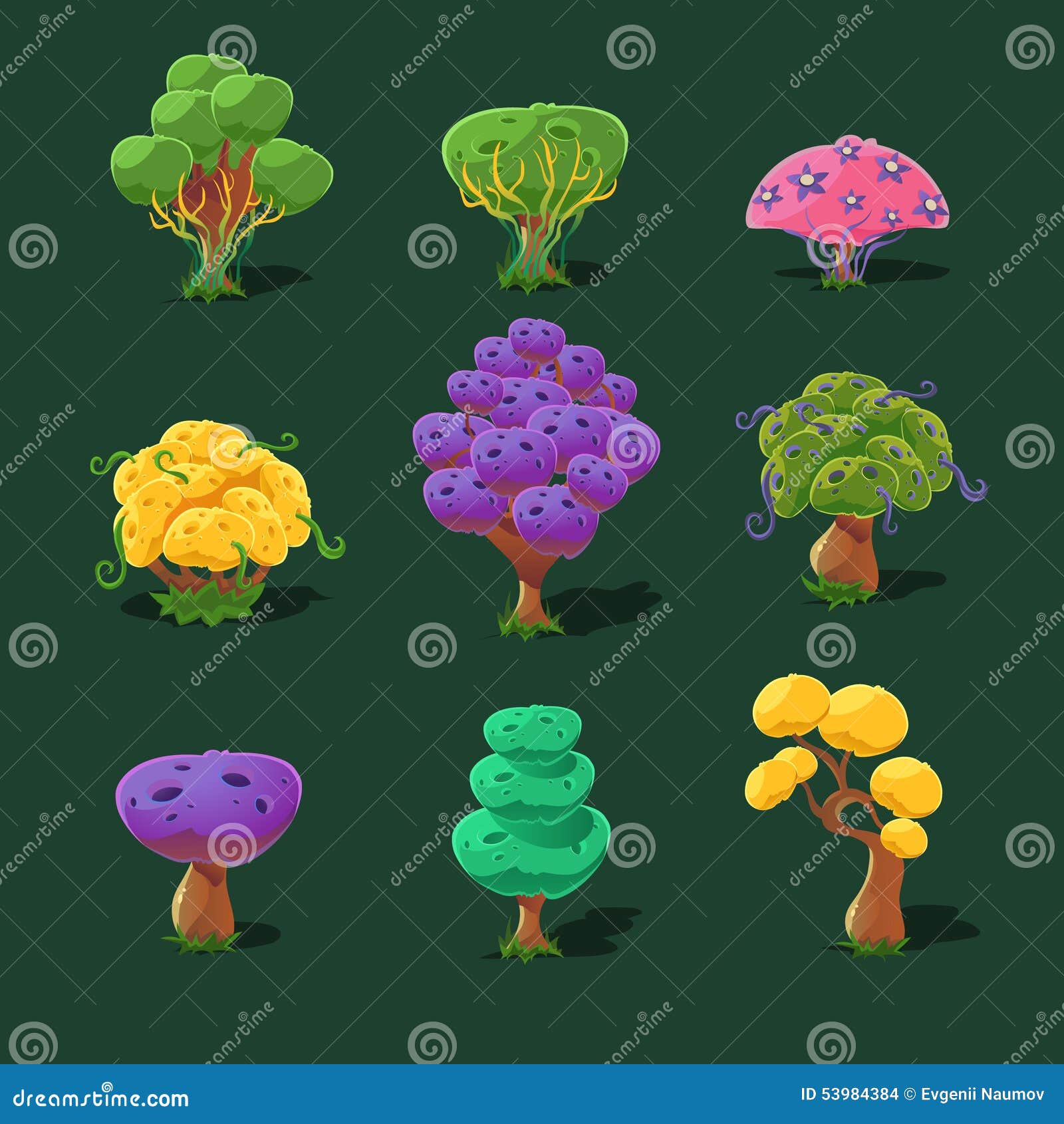 Cartoon Trees, Vector Set stock vector. Illustration of landscape ...