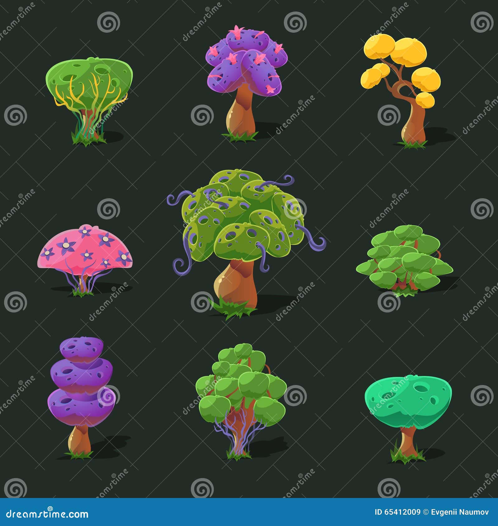 Cartoon Trees, Vector Set stock vector. Illustration of beauty - 65412009