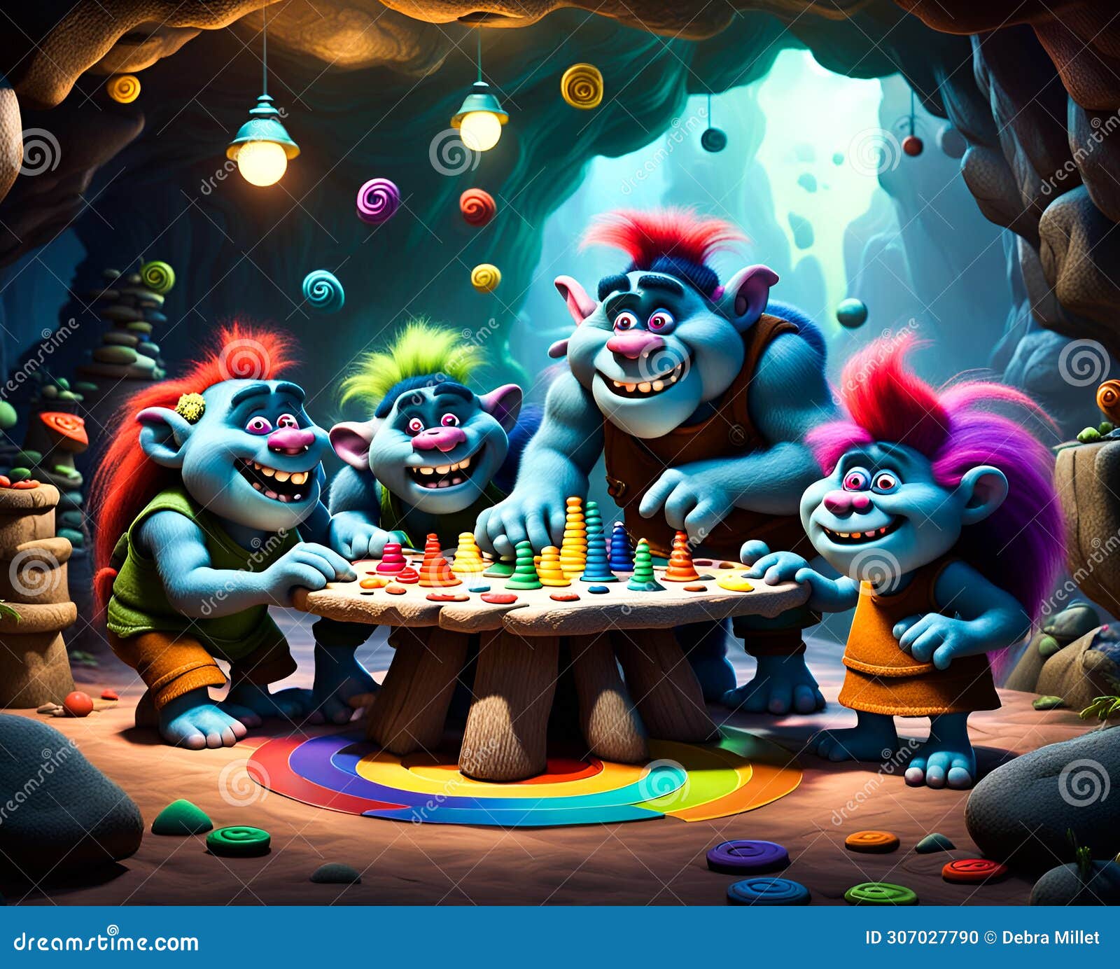 Cartoon Trolls Playing Board Games Stock Illustration - Illustration of ...