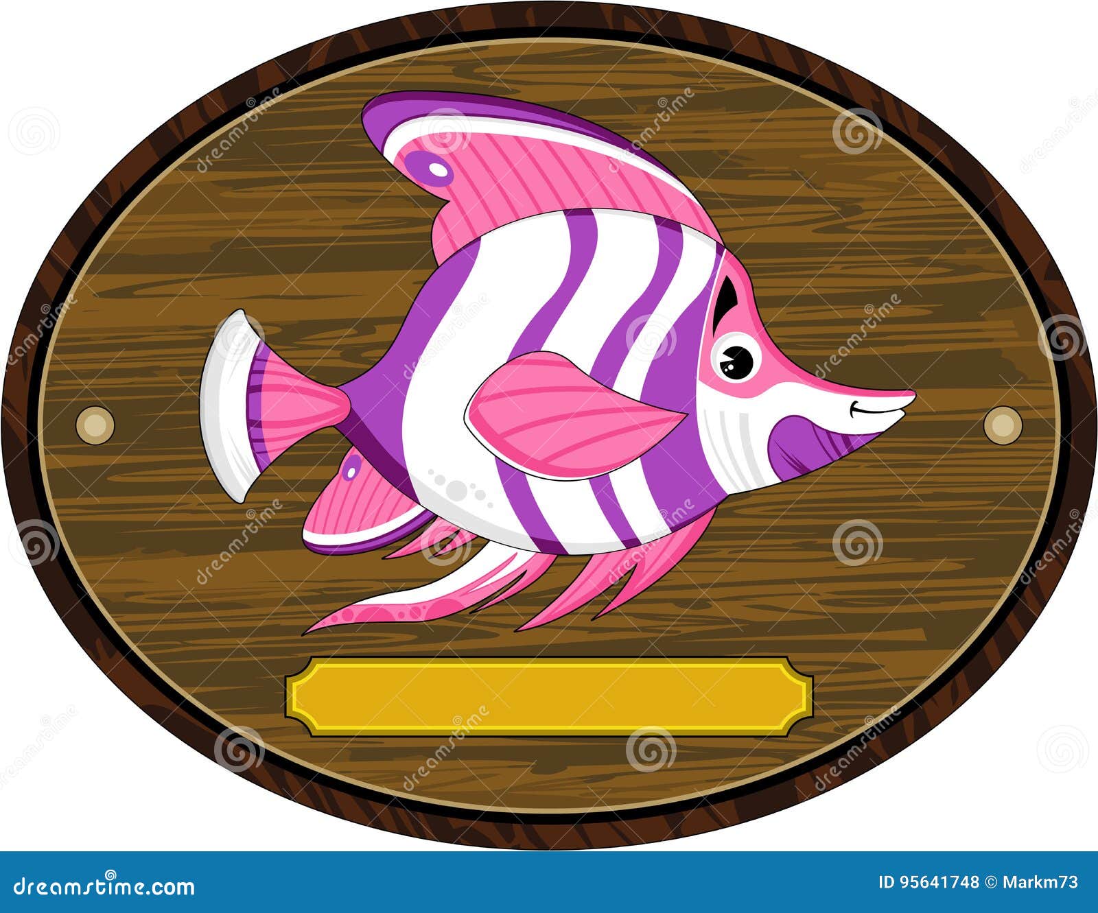 Cartoon Tropical Fish on Trophy Mount Stock Vector - Illustration of ...