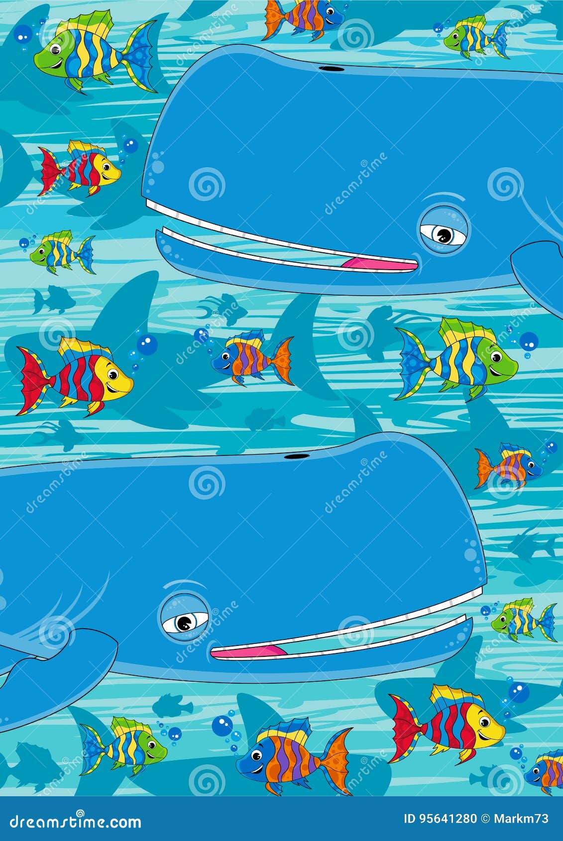 Cartoon Tropical Fish & Whale Stock Vector - Illustration of cartoon ...
