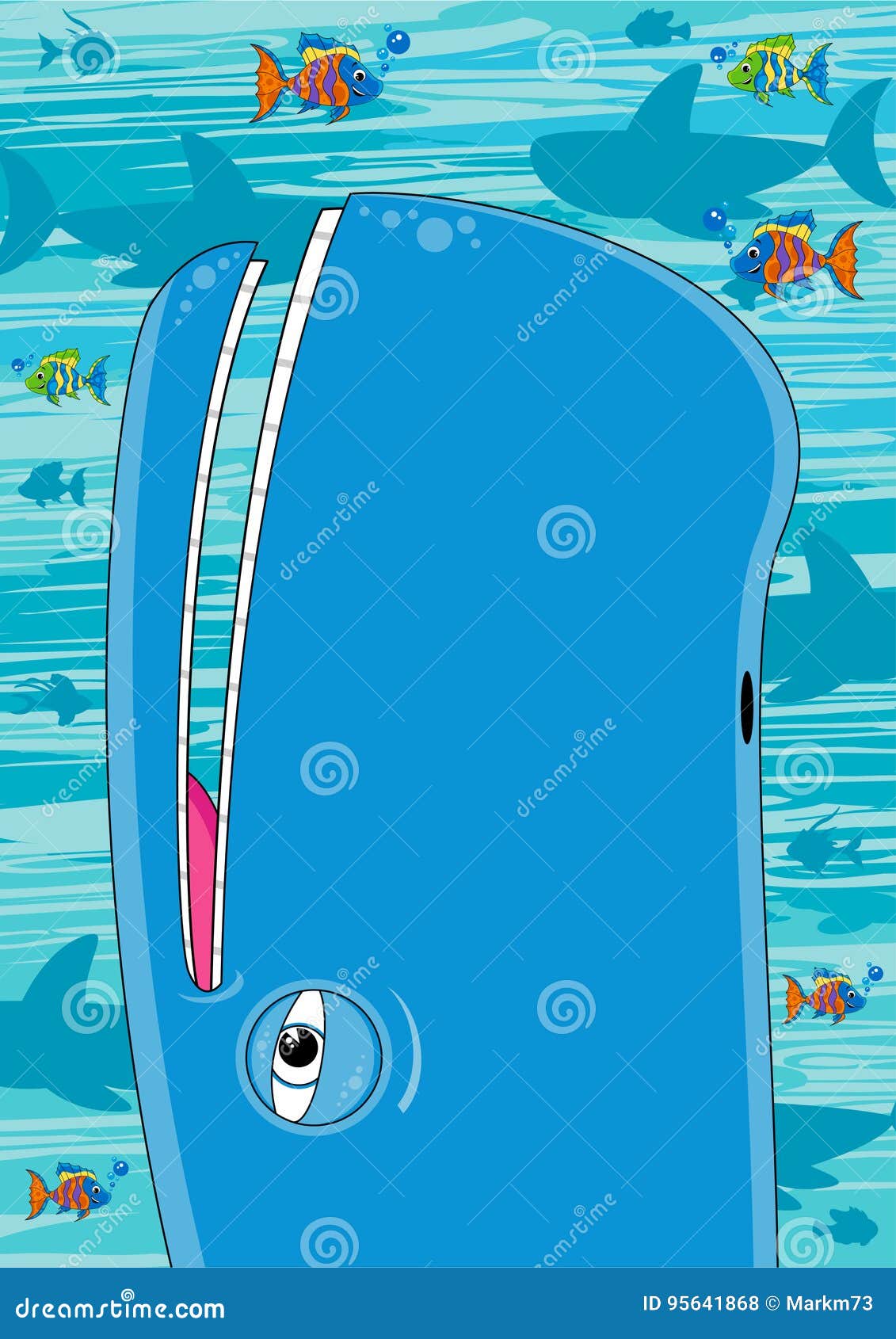 Cartoon Tropical Fish & Whale Stock Vector - Illustration of whales ...