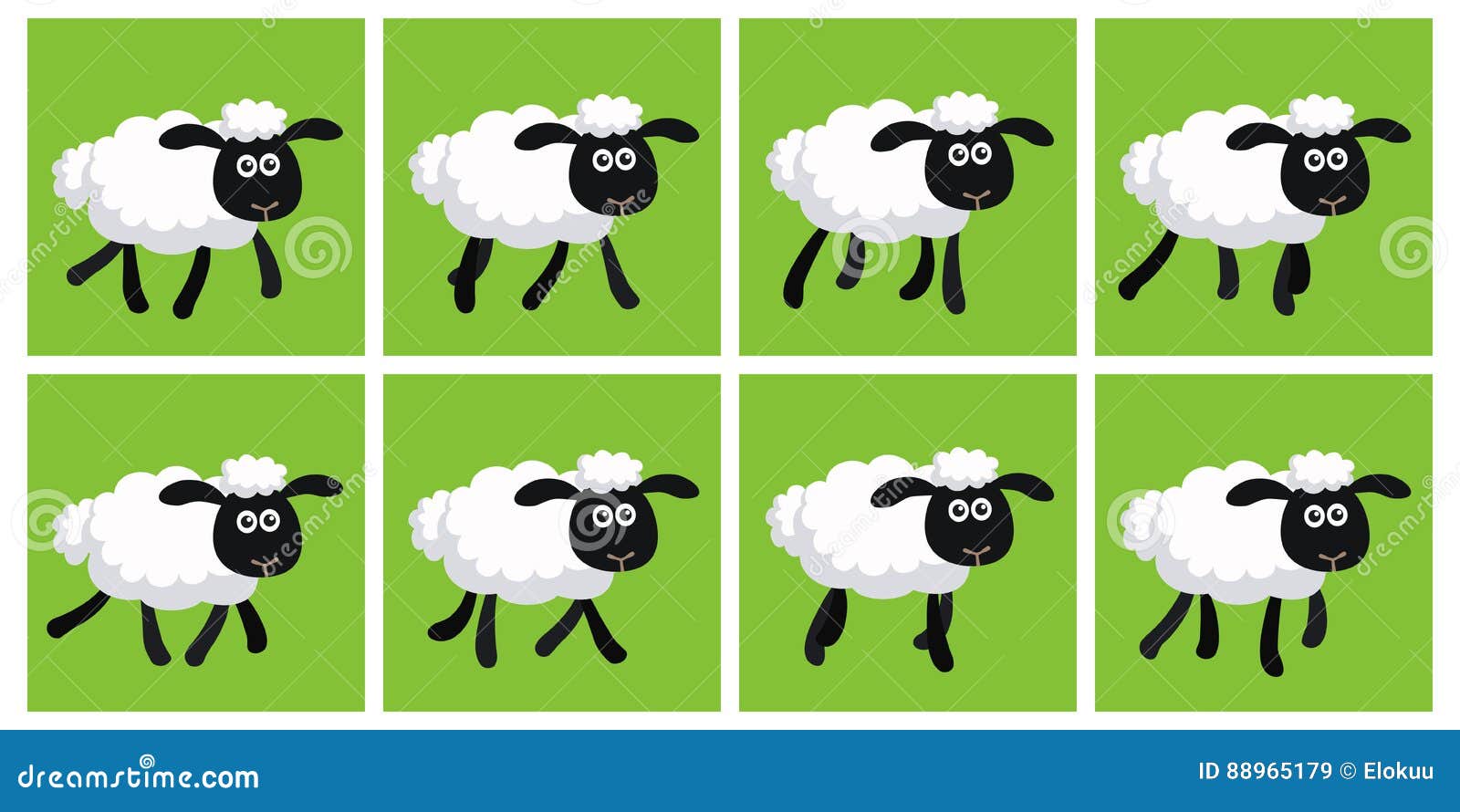 Cartoon Trotting Sheep Animation Sprite Sheet Isolated On White ...