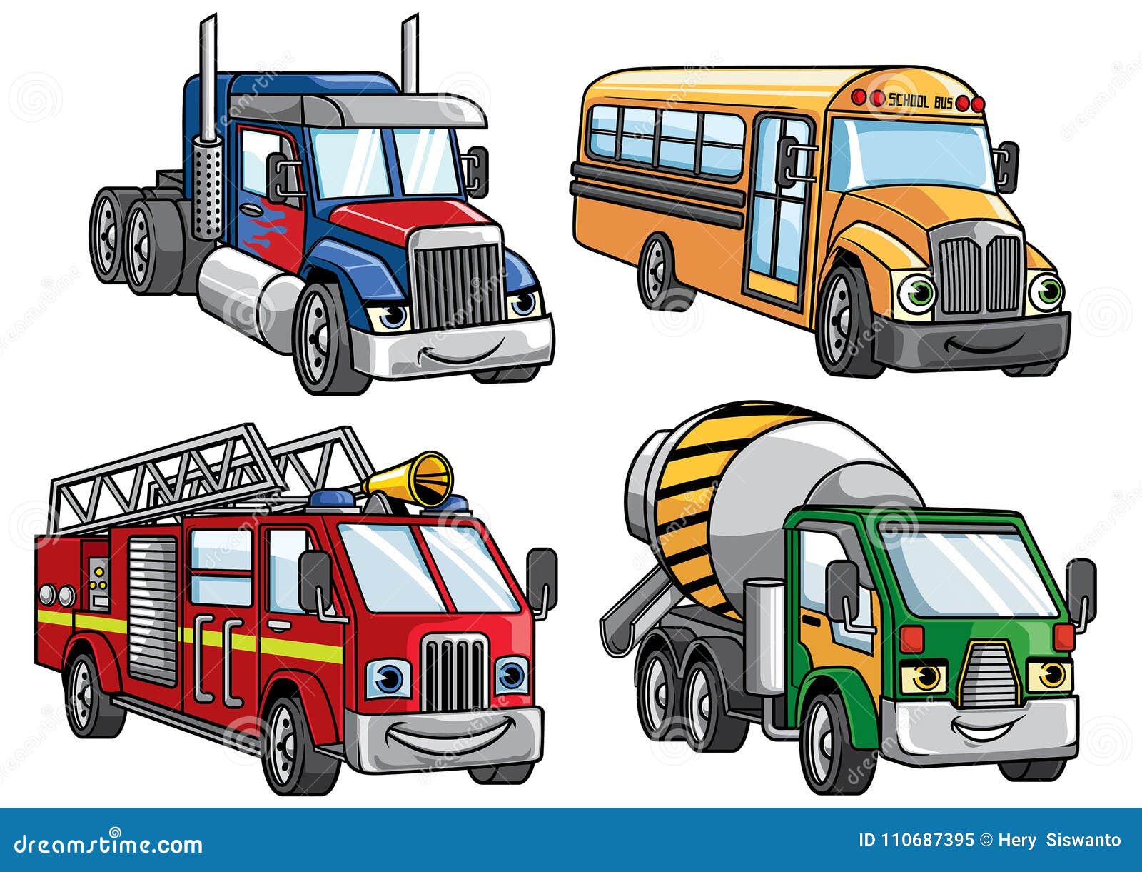 Cartoon truck set stock vector. Illustration of drive - 110687395
