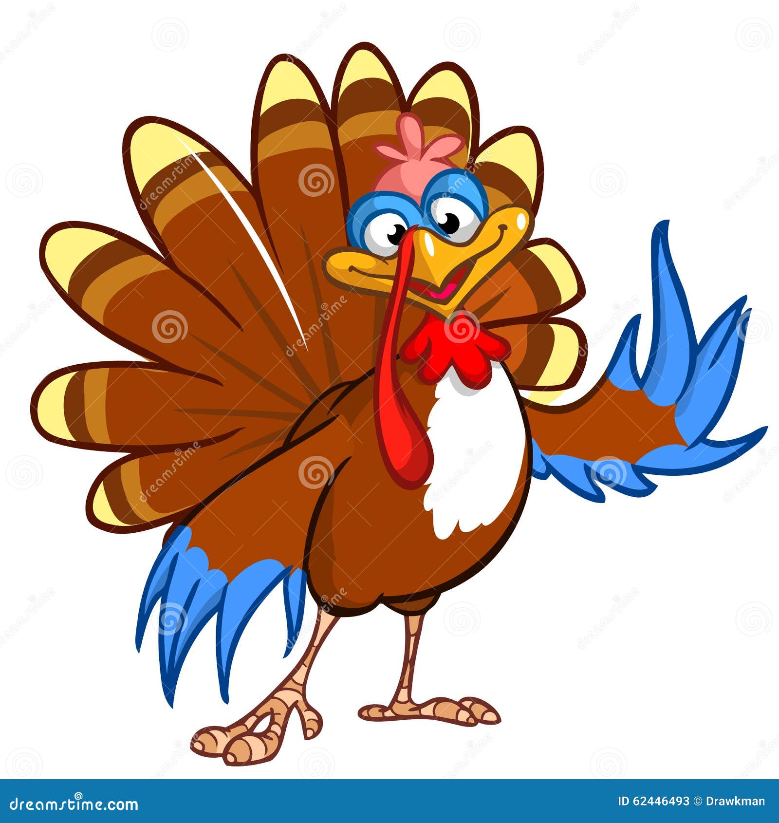 Cartoon turkey waving stock vector. Illustration of celebrate - 62446493