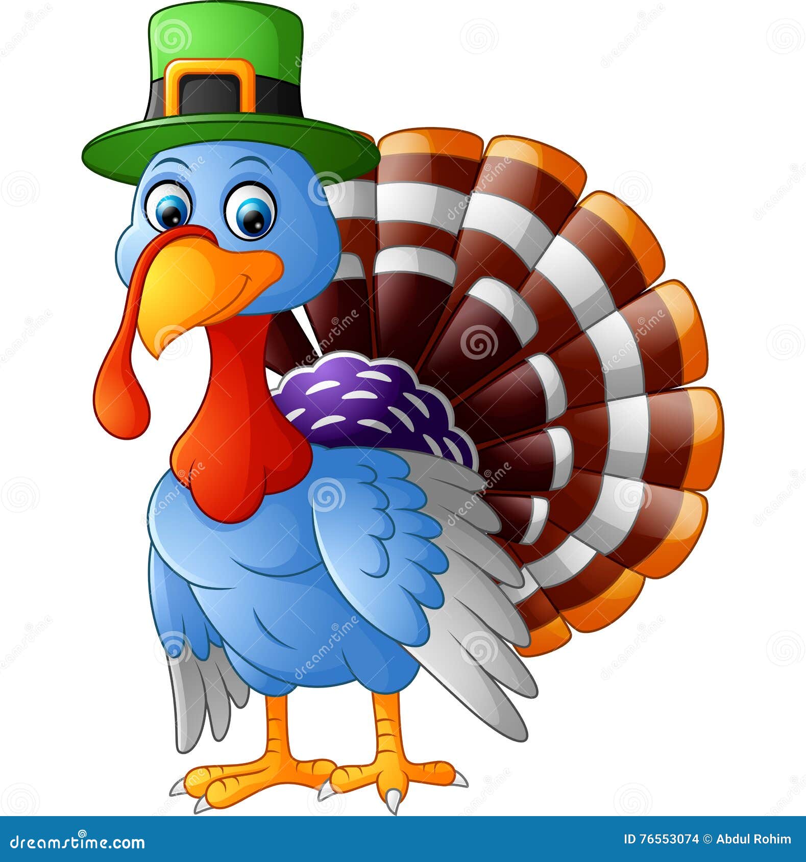 Cartoon Turkey Wearing Green Cap Stock Vector - Illustration of holiday ...