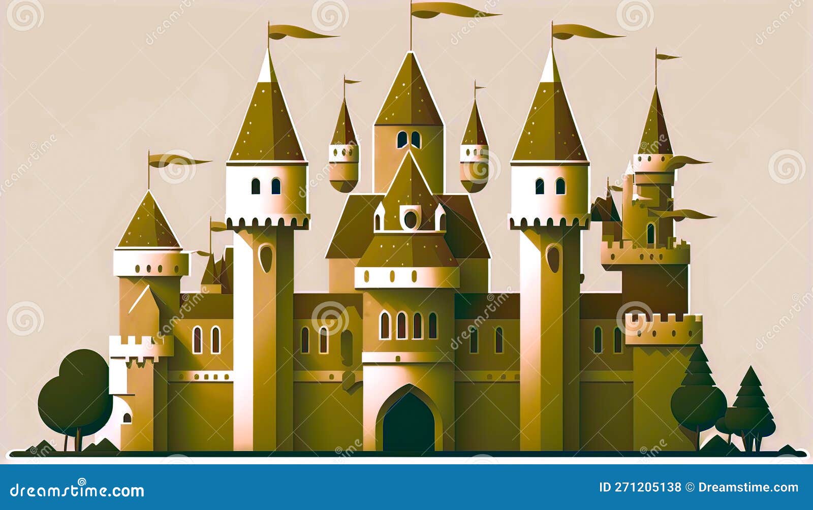 Cartoon TurretsOn Castle AI Generated Stock Illustration - Illustration ...