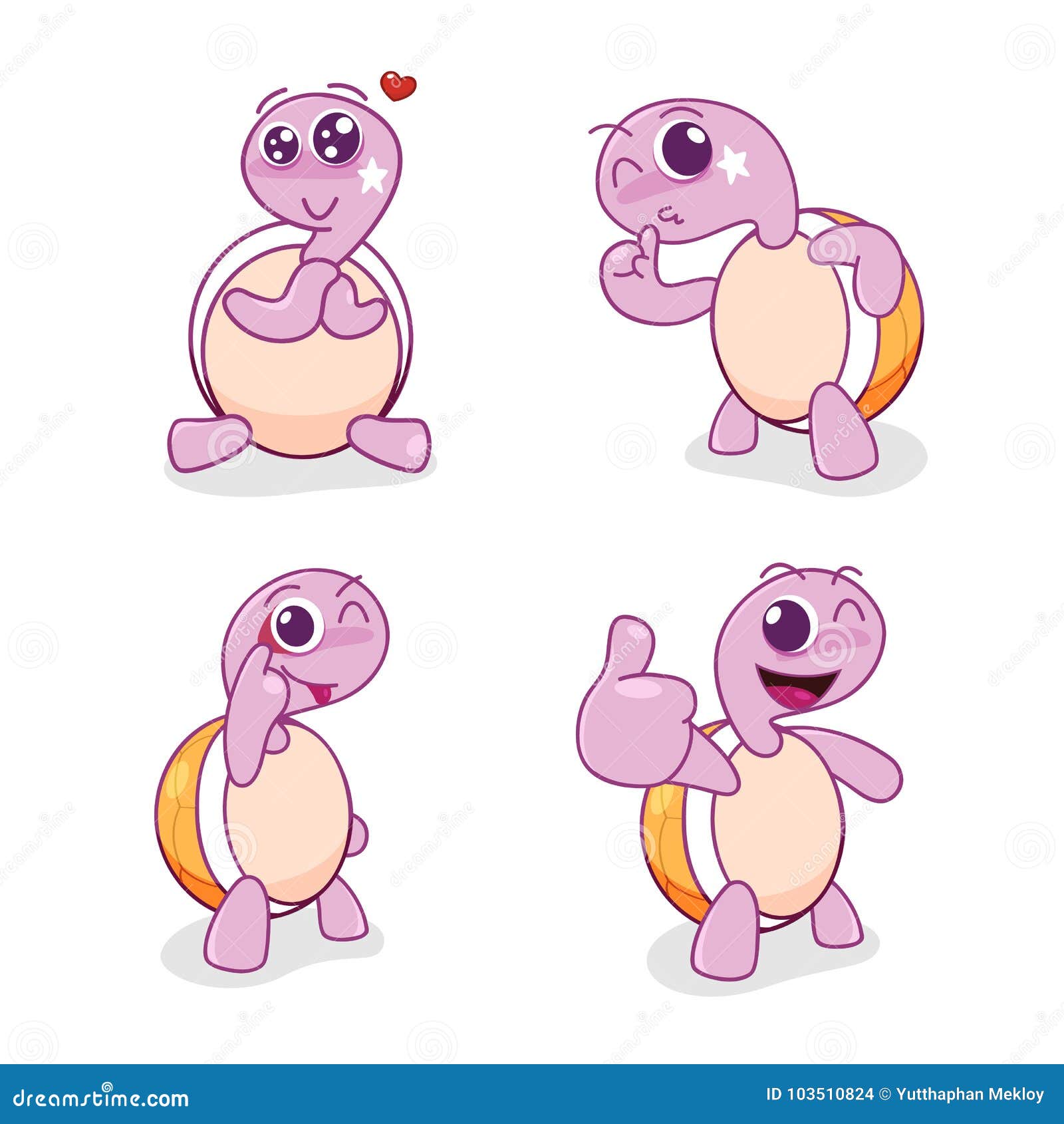 Cartoon Turtle in Actions. Animal Emotions Stock Illustration ...