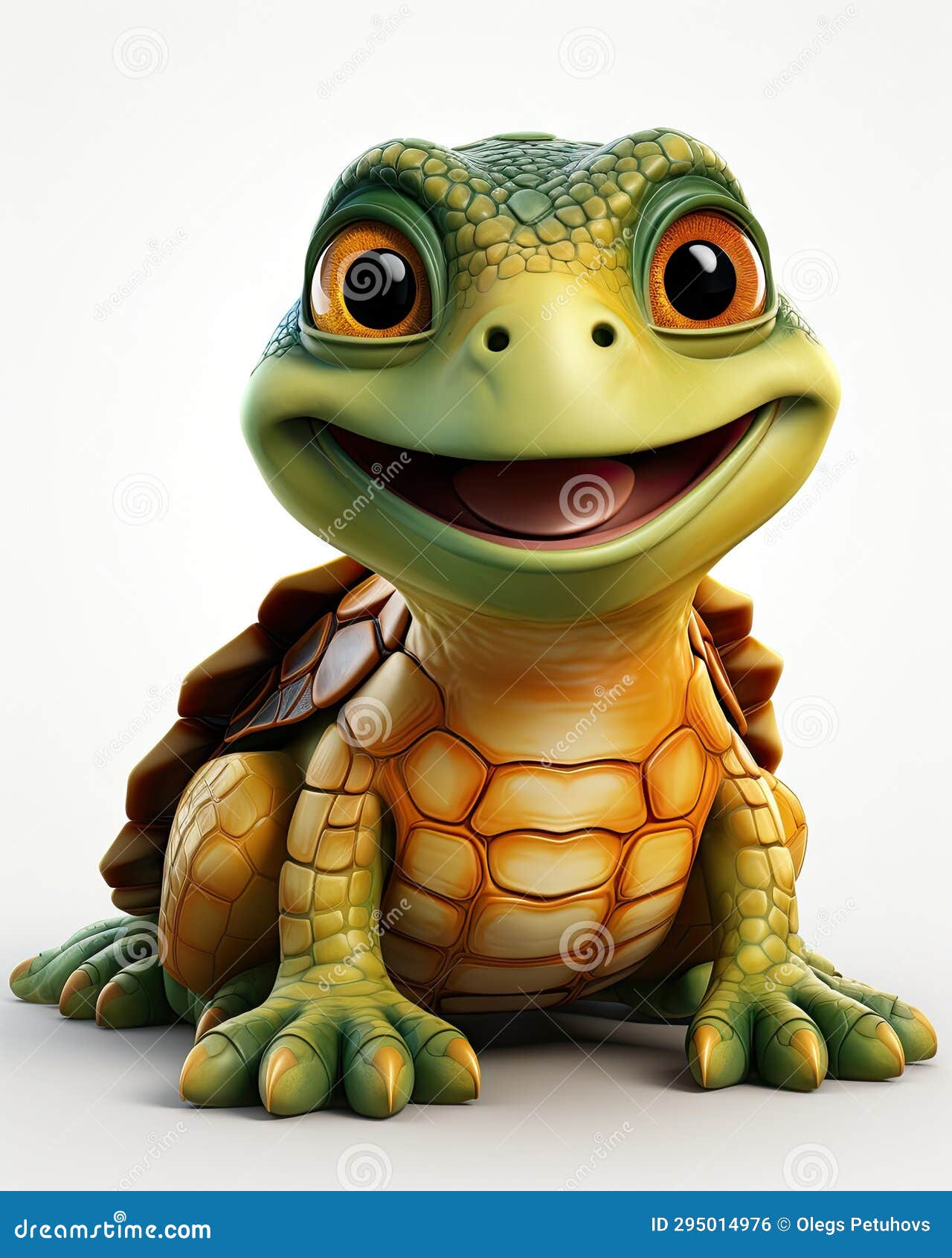 A Cartoon Turtle with Big Eyes and a Smile on Its Face. Generative Ai ...