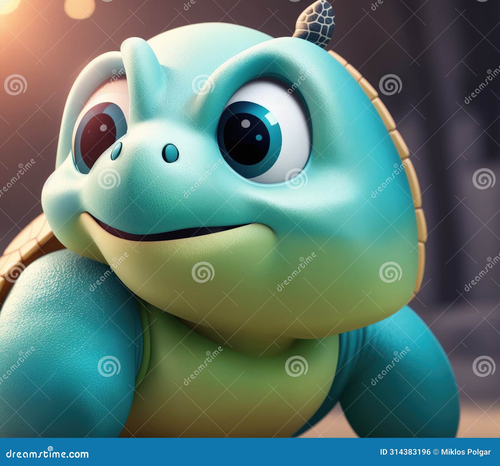 A Cartoon Turtle with a Big Smile on Its Face. Stock Photo - Image of ...