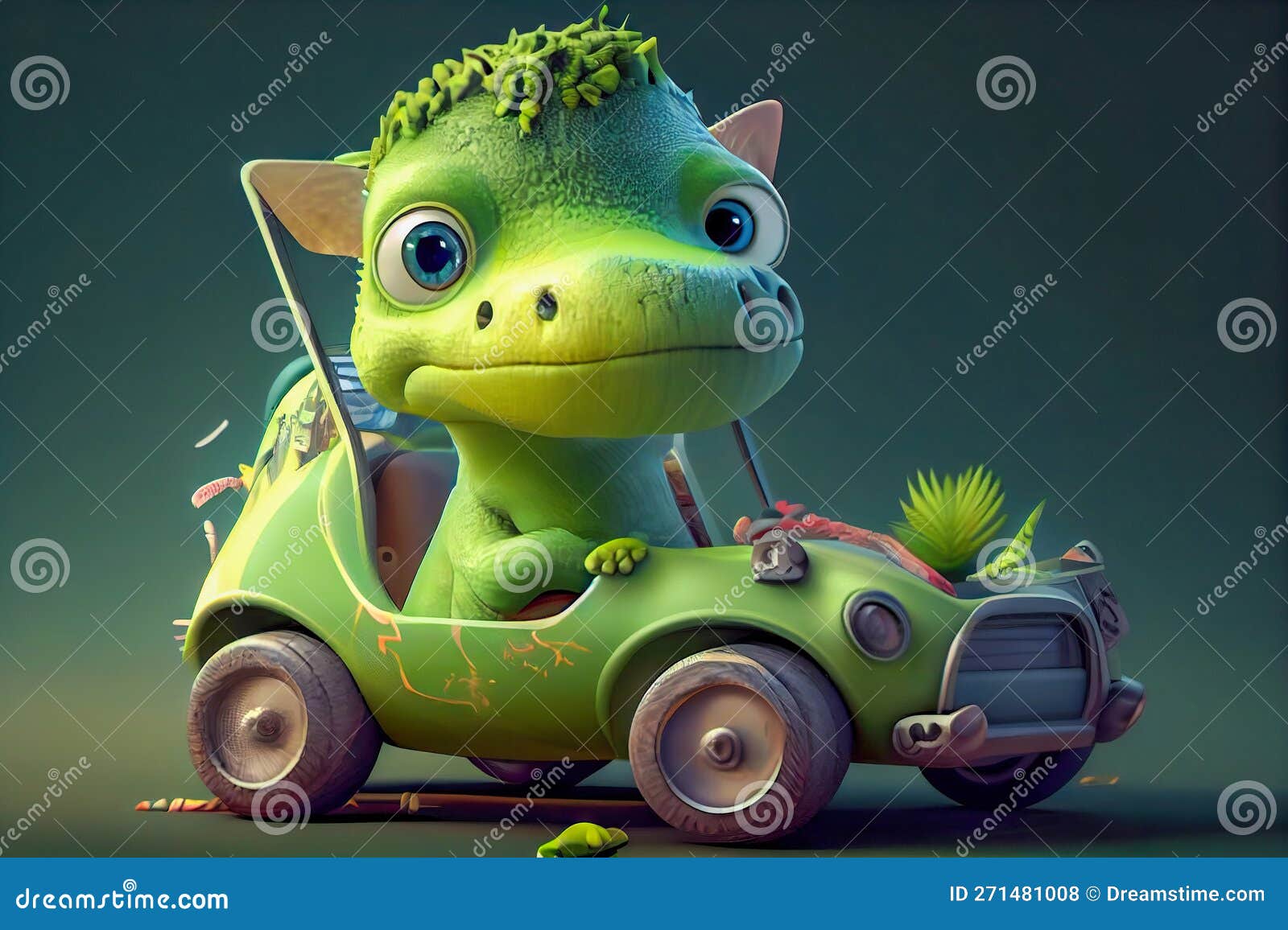 Cartoon turtle in the car stock illustration. Illustration of nature ...