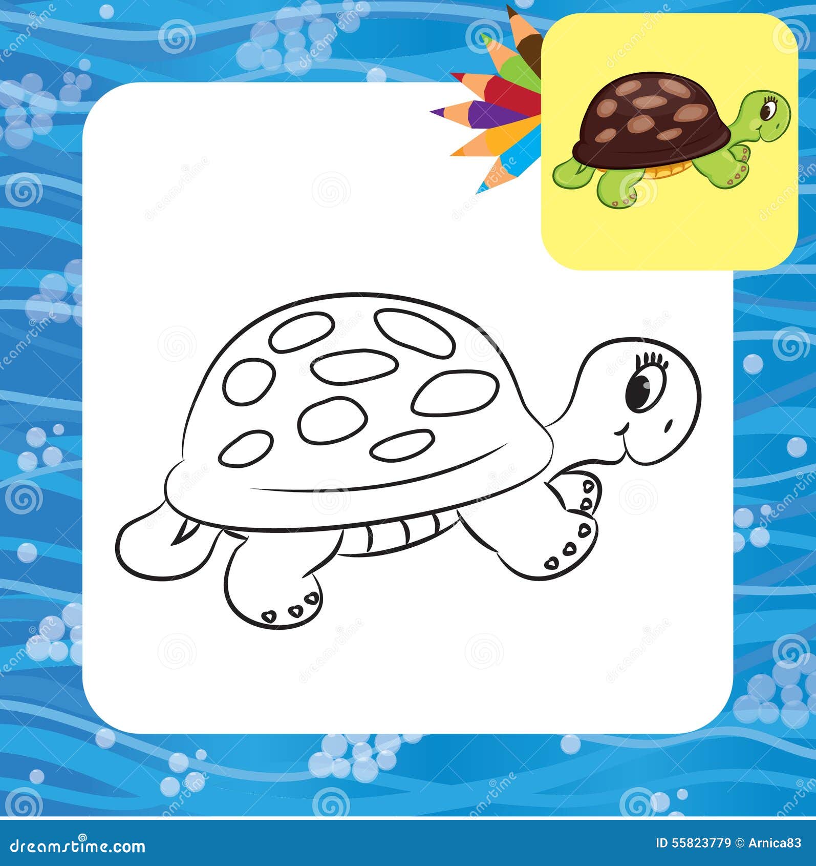 Cartoon Turtle. Coloring Page Stock Vector - Illustration of cheerful ...