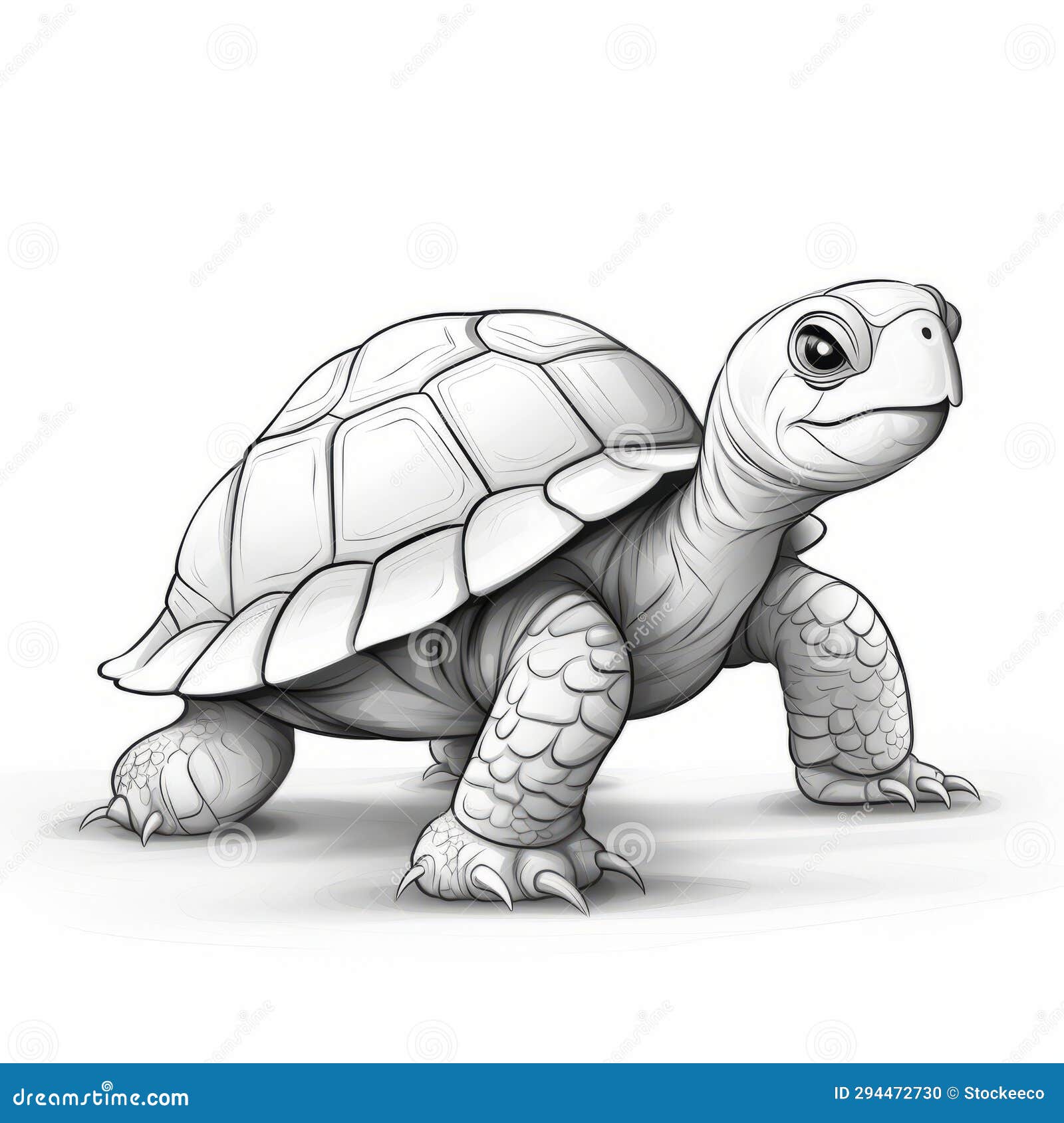 Detailed Turtle Illustration with Clean Inking on White Background ...
