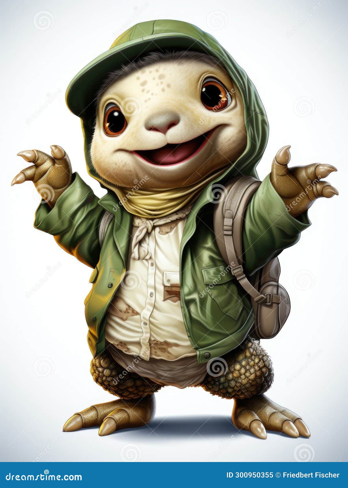 A Cartoon Turtle Dressed In A Green Jacket And Hat Royalty-Free Stock ...