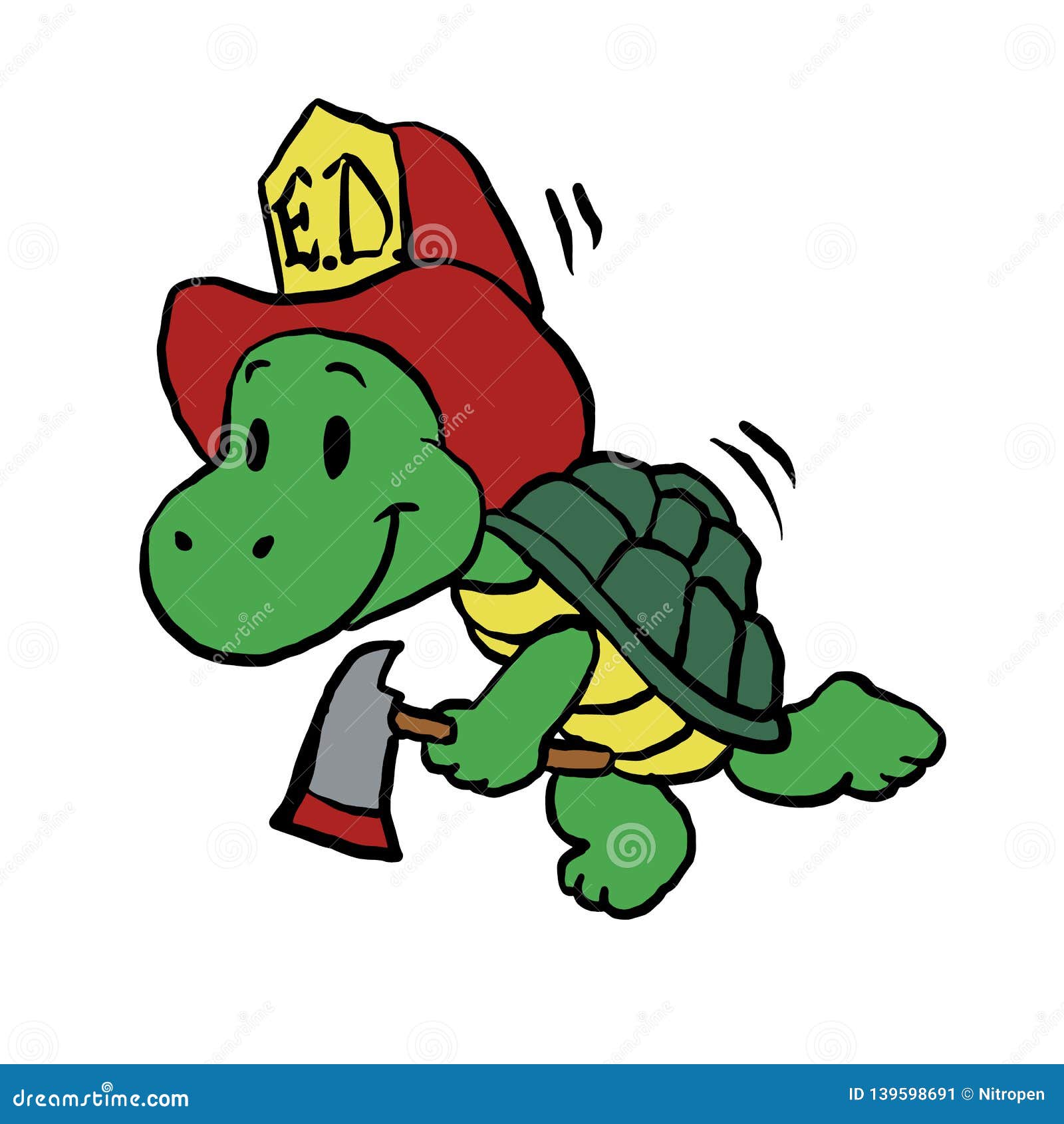 Cartoon Turtle Firefighter - Turtle with Axe Stock Vector ...