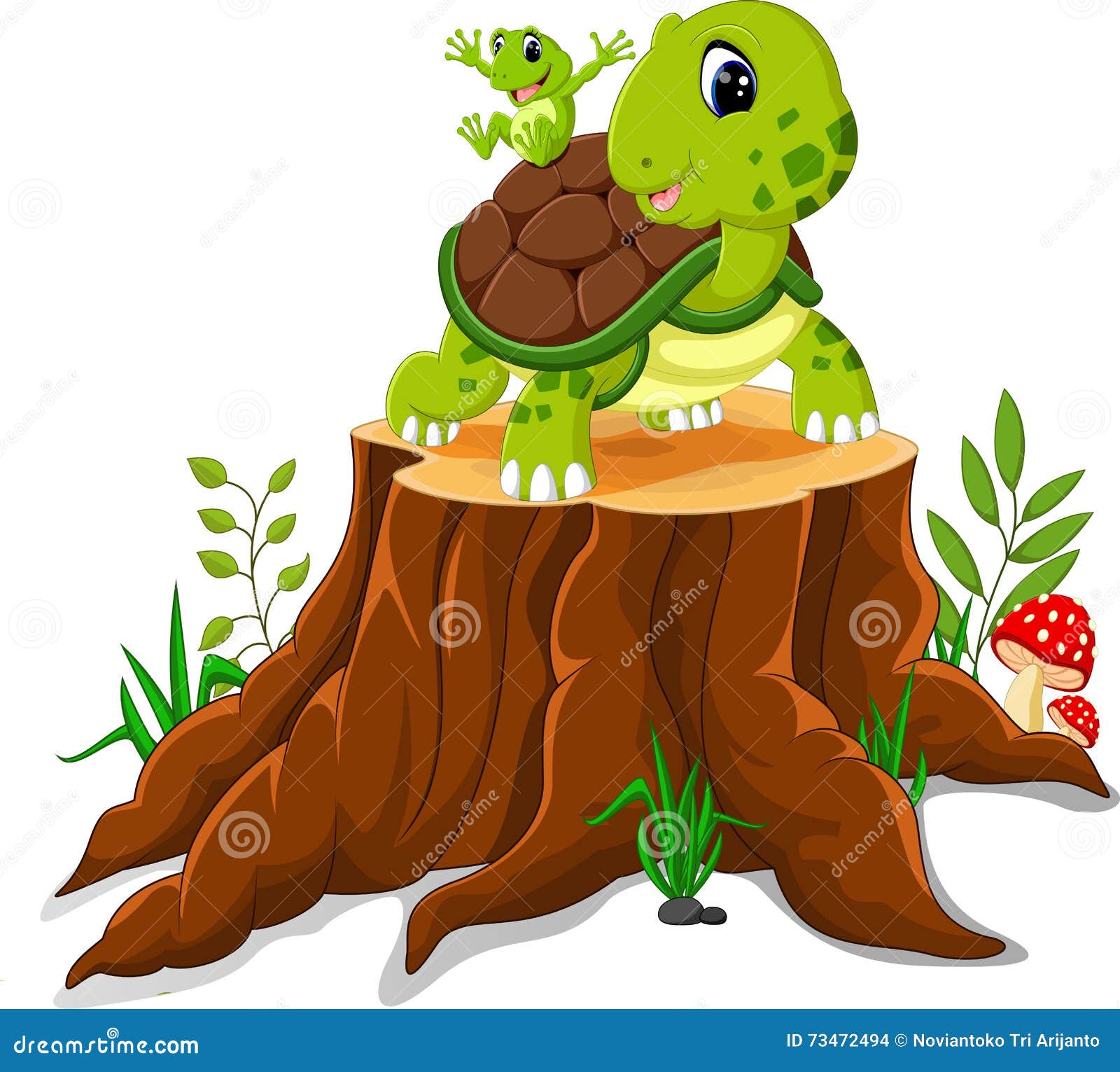 The Excited Turtle Is Wearing The Birthday Hat Vector Illustration ...