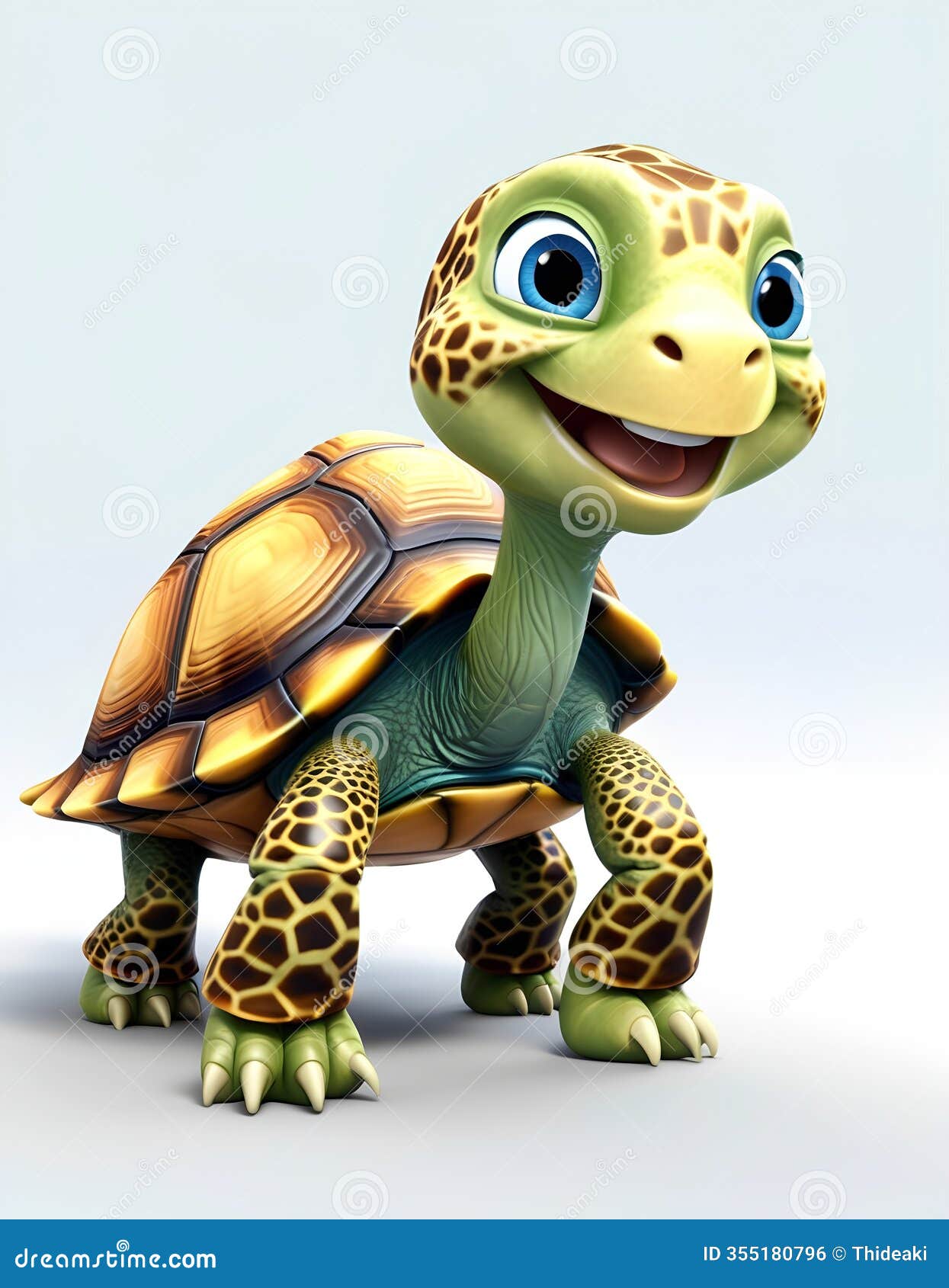 Cartoon Turtle with Green Shell - Generative AI Stock Illustration ...