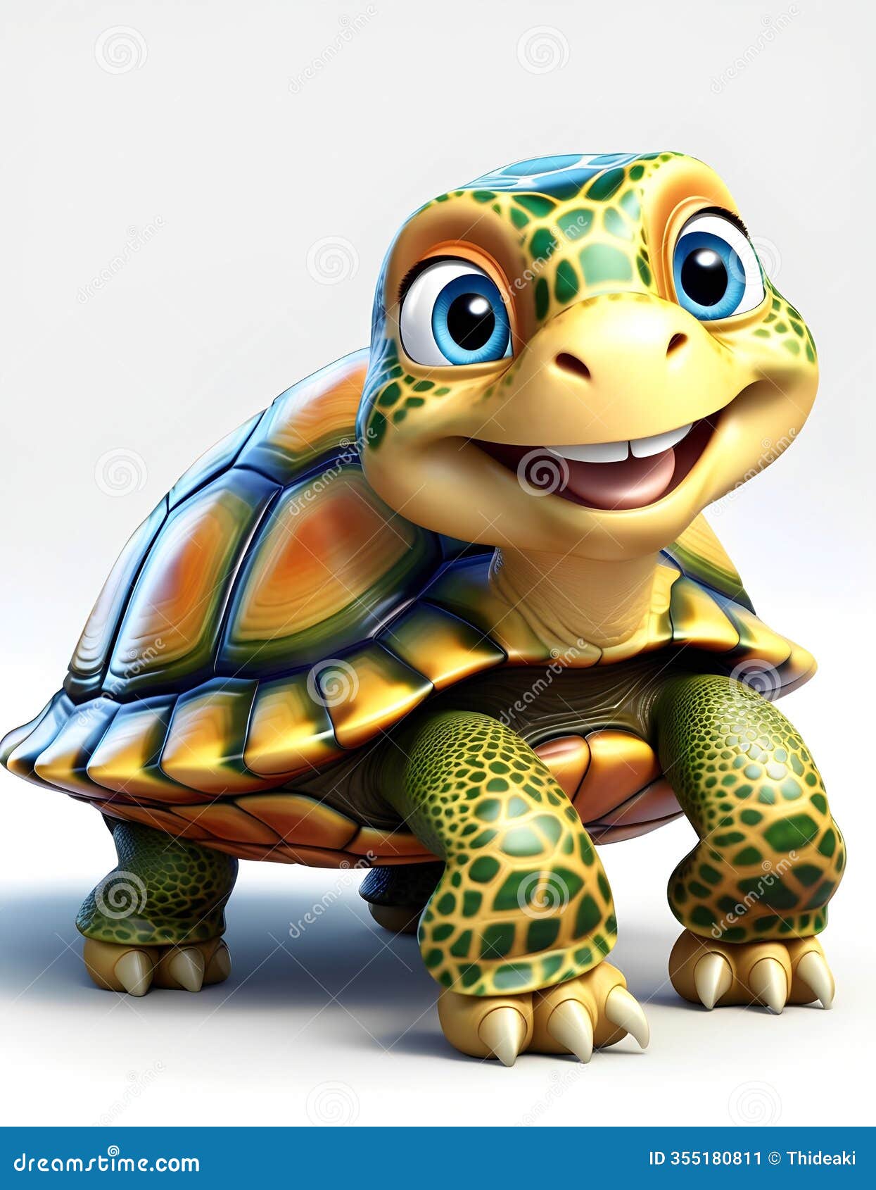 Cartoon Turtle with Green Shell - Generative AI Stock Illustration ...