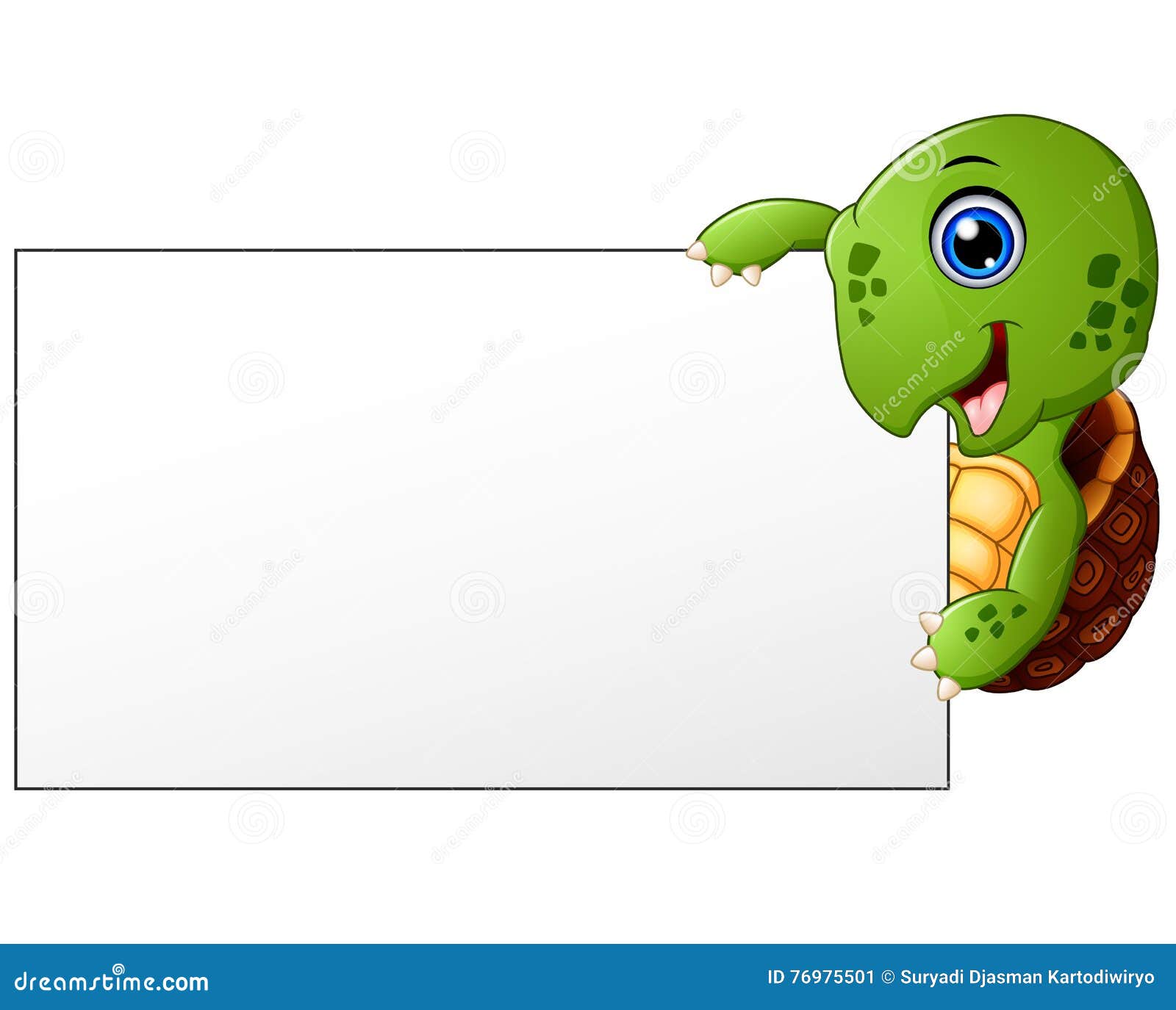 Cartoon Turtle Holding Blank Banner Stock Vector - Illustration of ...