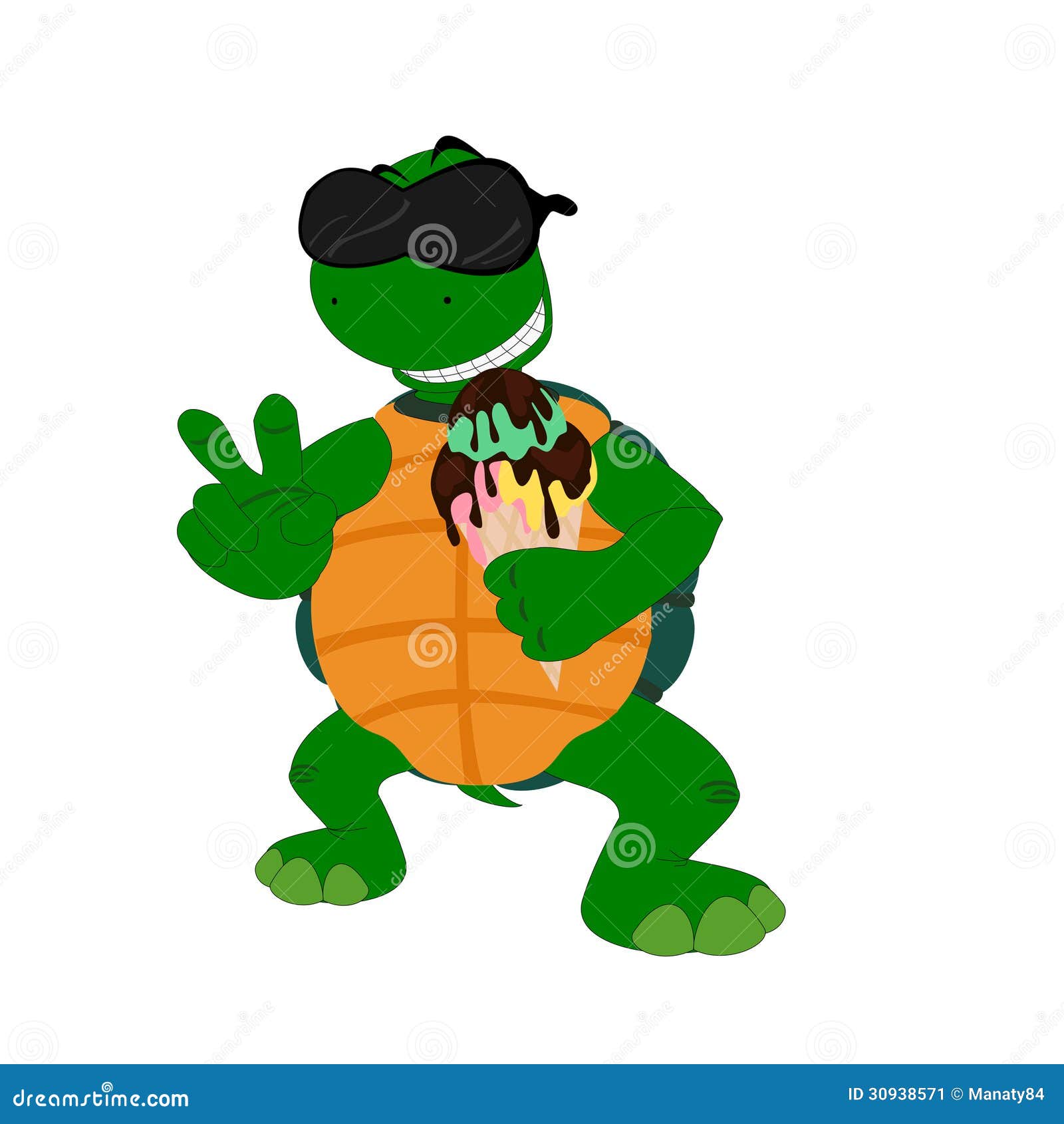 Cartoon Turtle with Ice Cream 1 Stock Vector - Illustration of peace ...