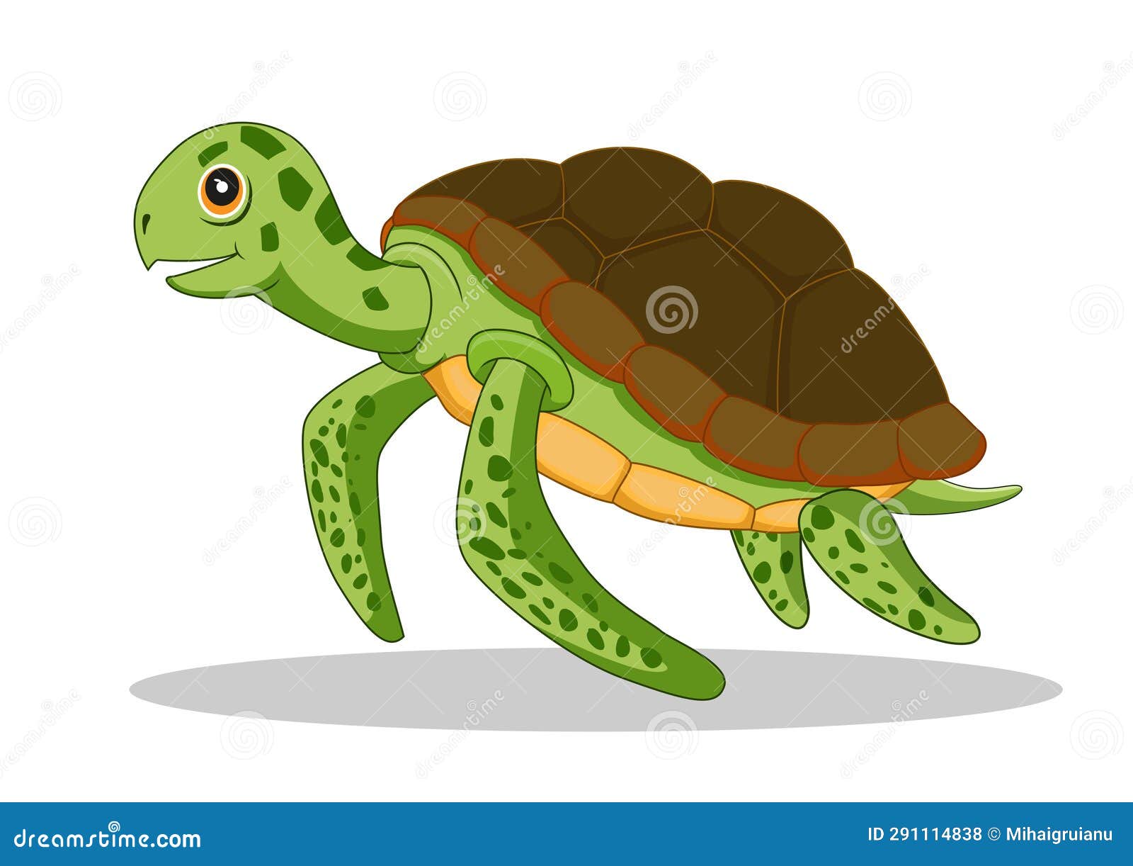 Turtle Cartoon Character in Flat Style Stock Vector - Illustration of ...