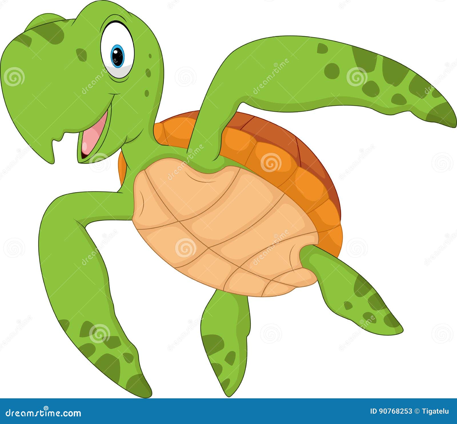 Terrapin Isolated On White Background. Cute Cartoon Character Turtle ...