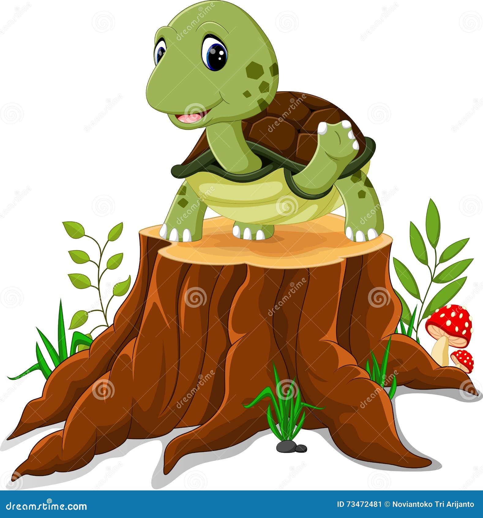 The Excited Turtle Is Wearing The Birthday Hat Vector Illustration ...