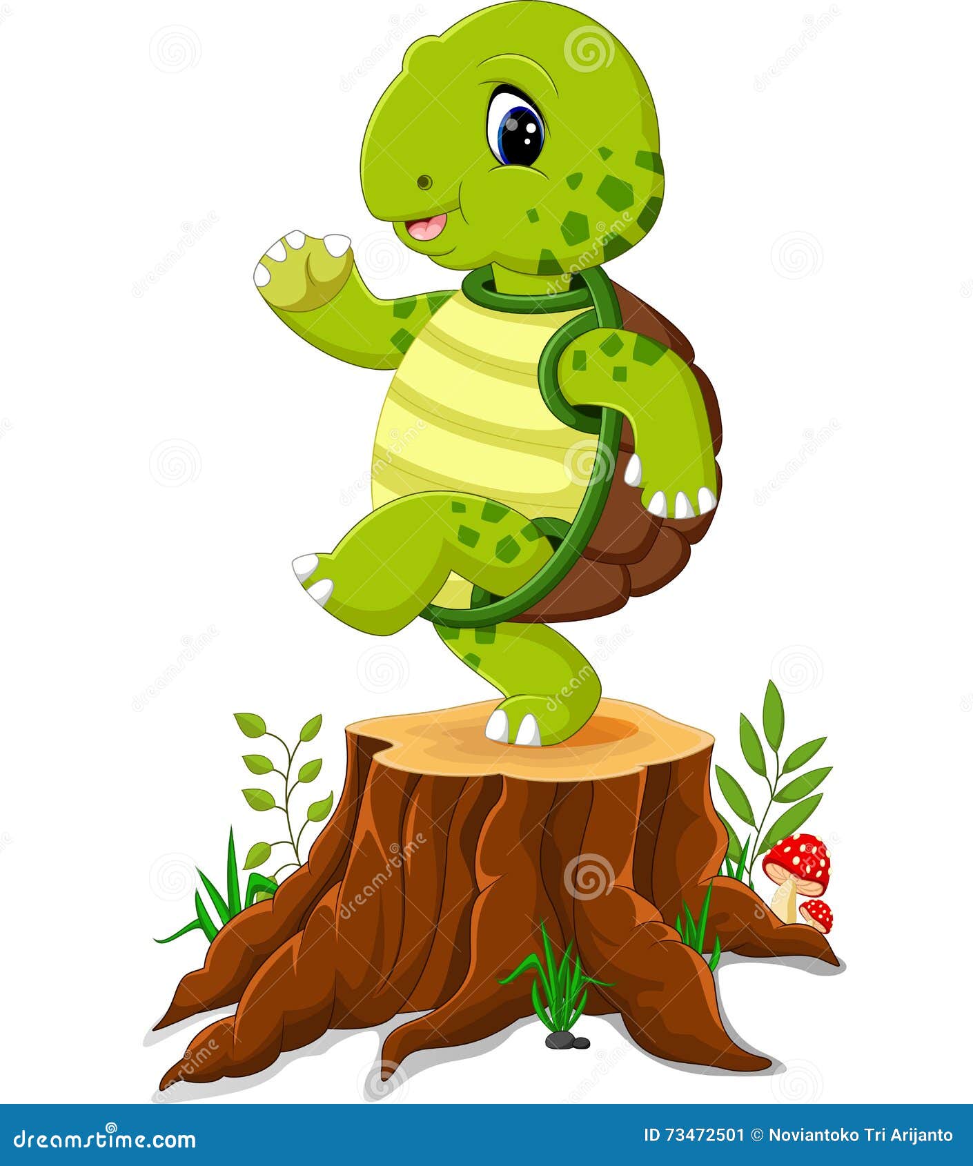 The Excited Turtle Is Wearing The Birthday Hat Vector Illustration ...