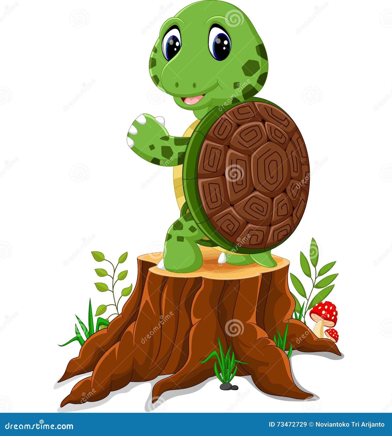 The Excited Turtle Is Wearing The Birthday Hat Vector Illustration ...