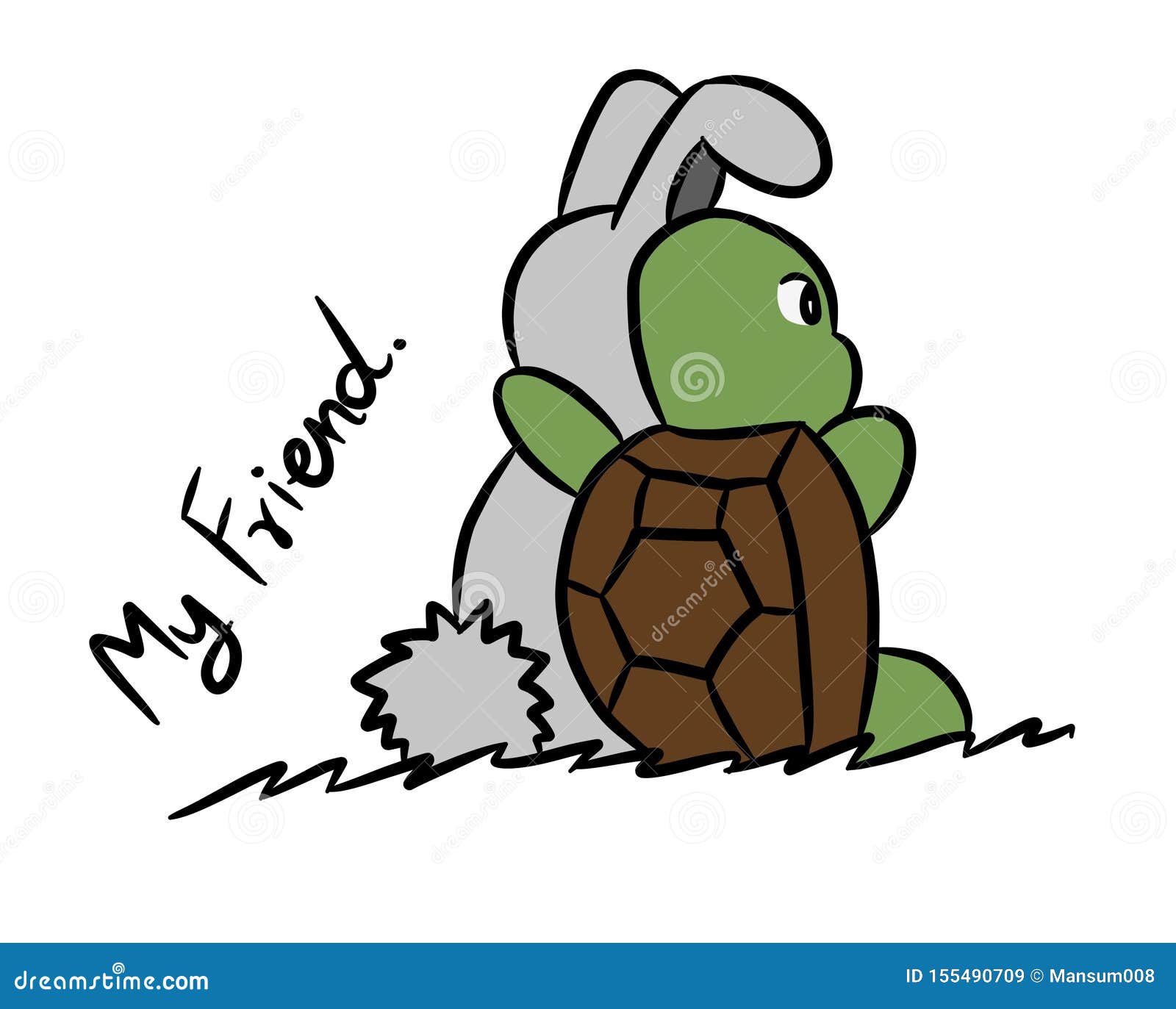 Cartoon Turtle and Rabbit on White Background Stock Illustration ...