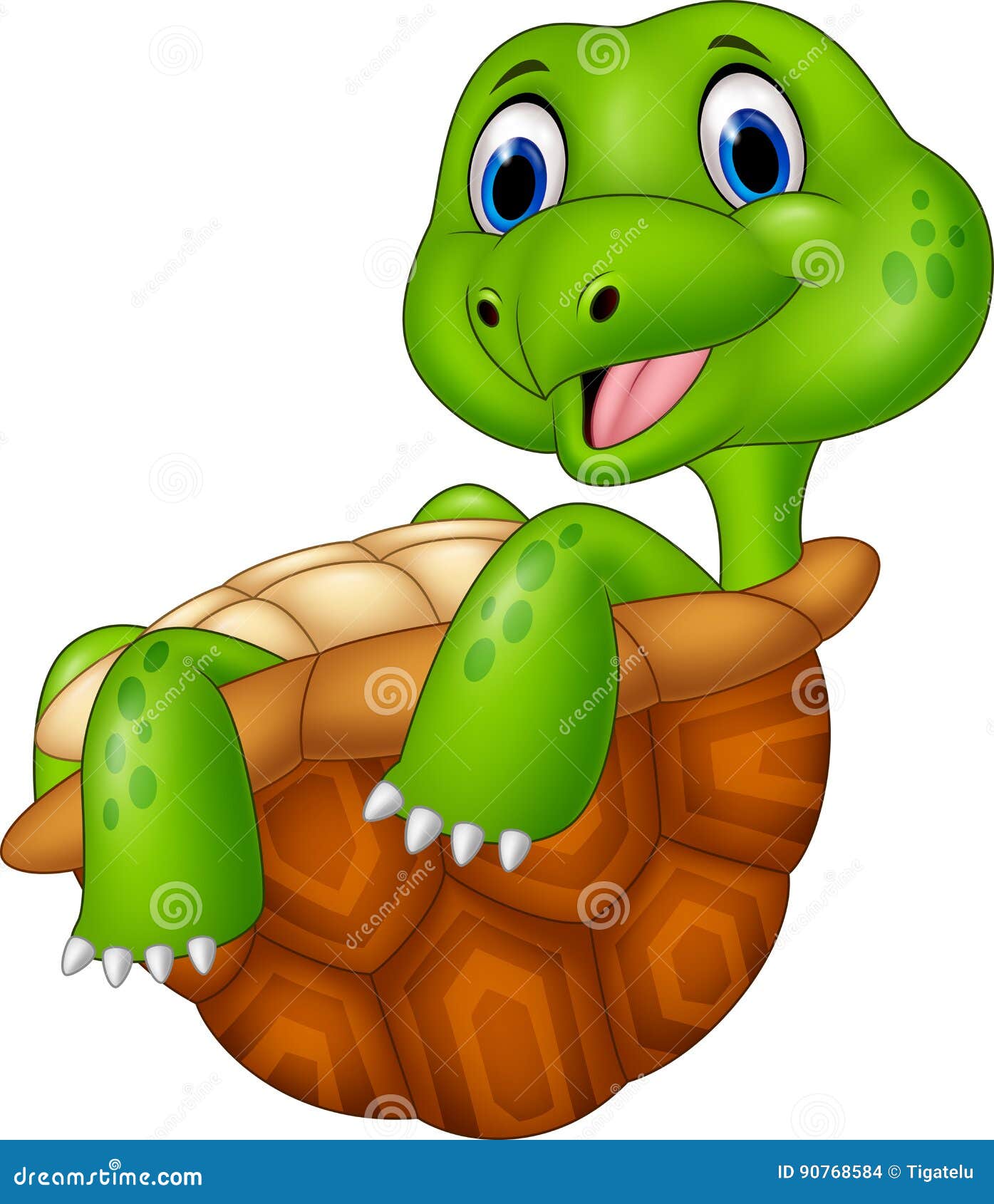 Cartoon Turtle Relaxing Isolated On White Background Vector ...