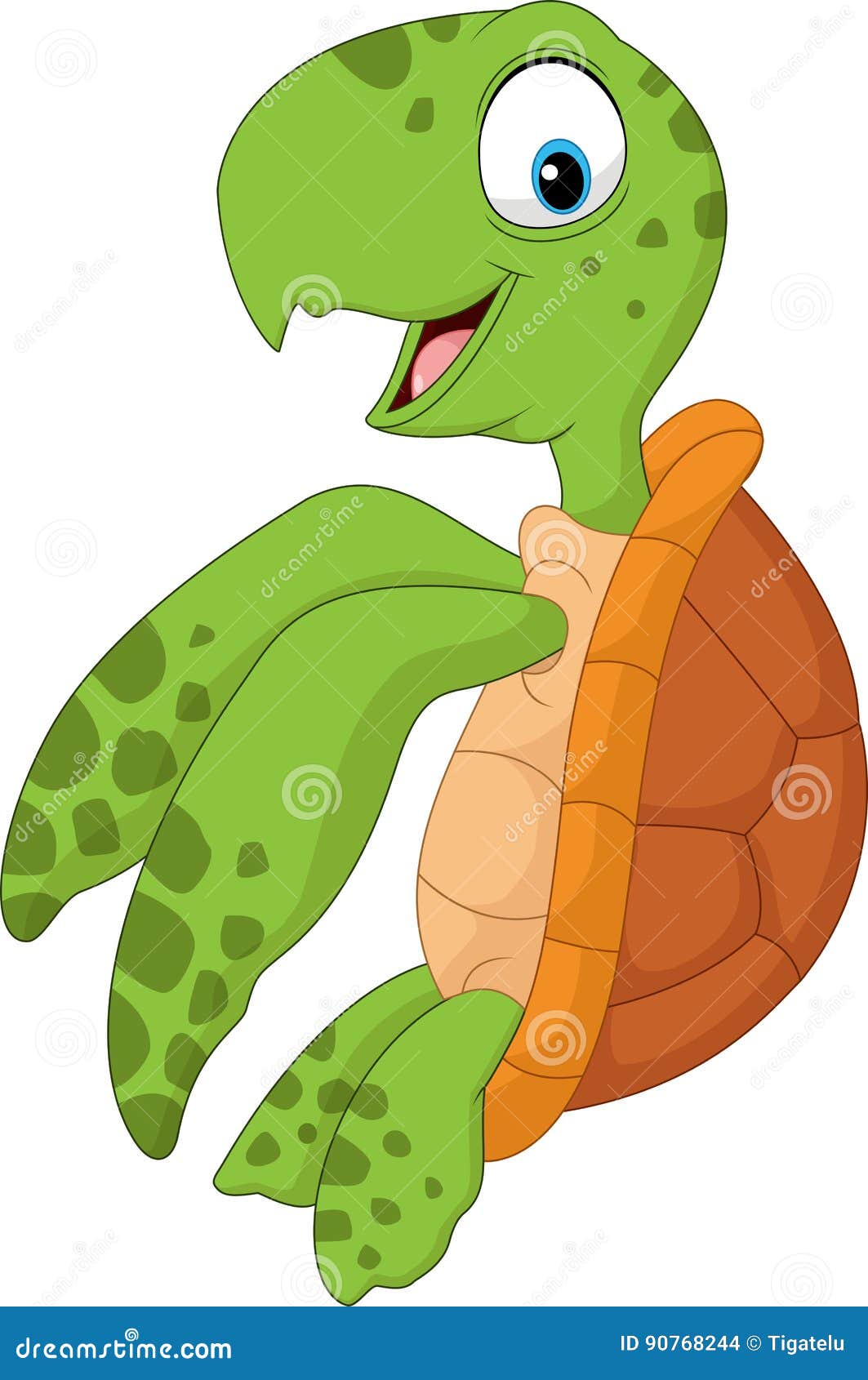 Cartoon turtle swimming stock vector. Illustration of green - 90768244