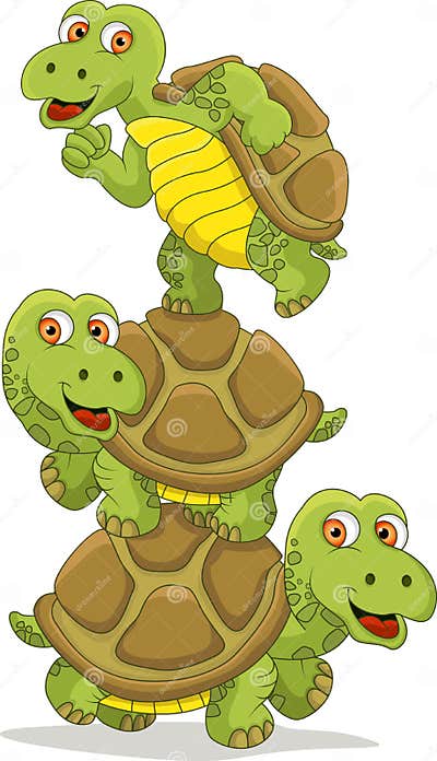 Cartoon Turtle Teamwork stock illustration. Illustration of ...