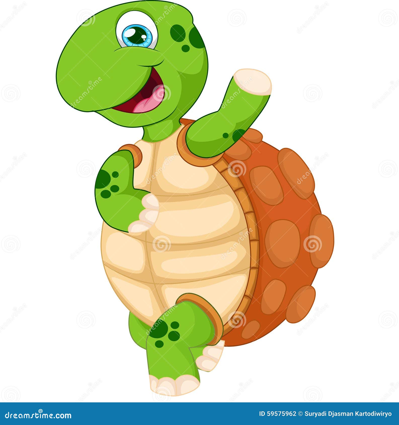 Cartoon Turtle Waving Hand, Isolated on White Stock Vector ...