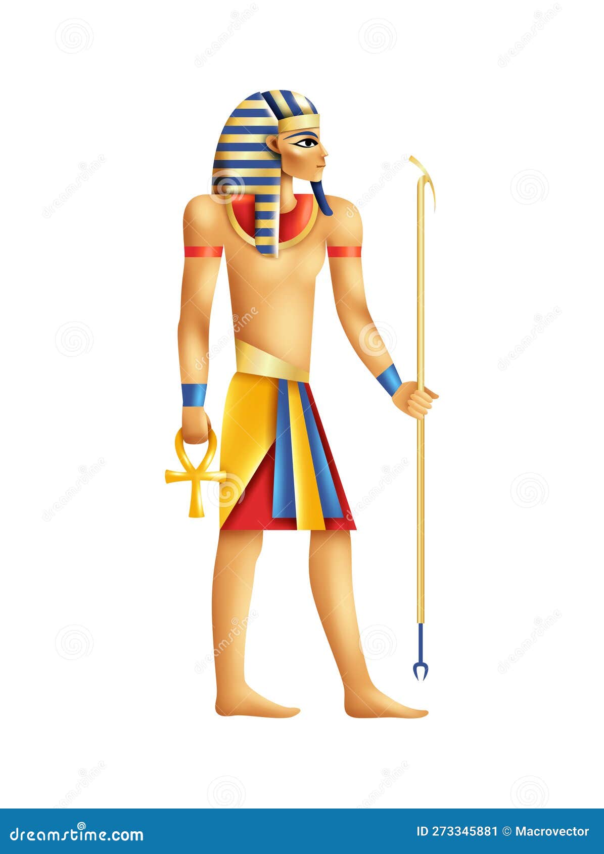 3d Cartoon Tutankhamun Pharaoh Character With Arms Outstretched, 3d ...