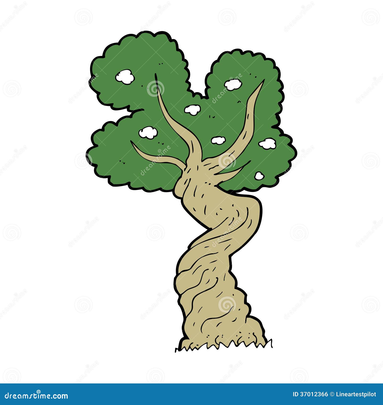 Cartoon twisted old tree stock vector. Illustration of traditional ...