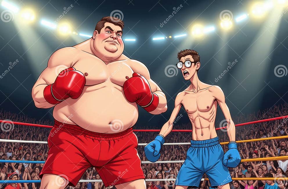 A Cartoon of Two Boxers at 1-1-2025 Stock Illustration - Illustration ...