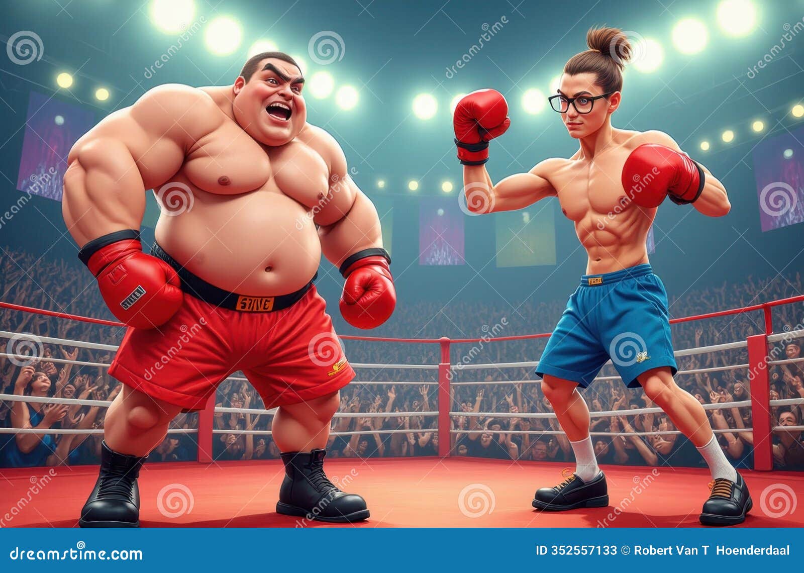 A Cartoon of Two Boxers at 1-1-2025 Stock Illustration - Illustration ...