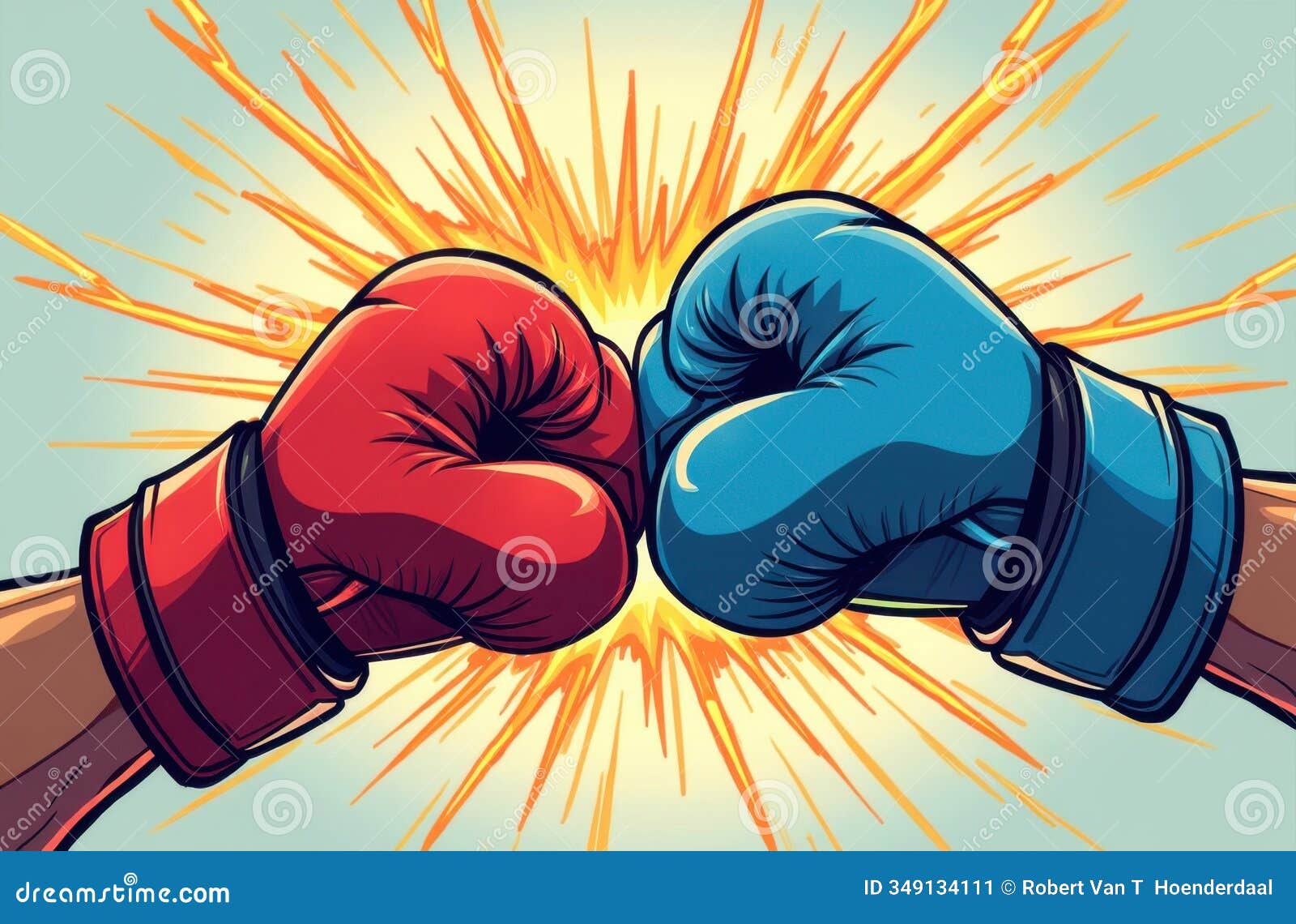 Cartoon of Two Boxing Gloves Hitting Each Other at 9-12-2024 Stock ...