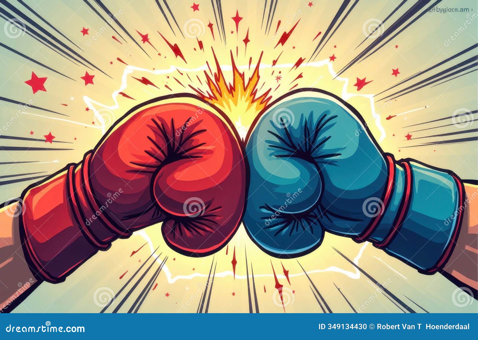 Cartoon of Two Boxing Gloves Hitting Each Other at 9-12-2024 Stock ...