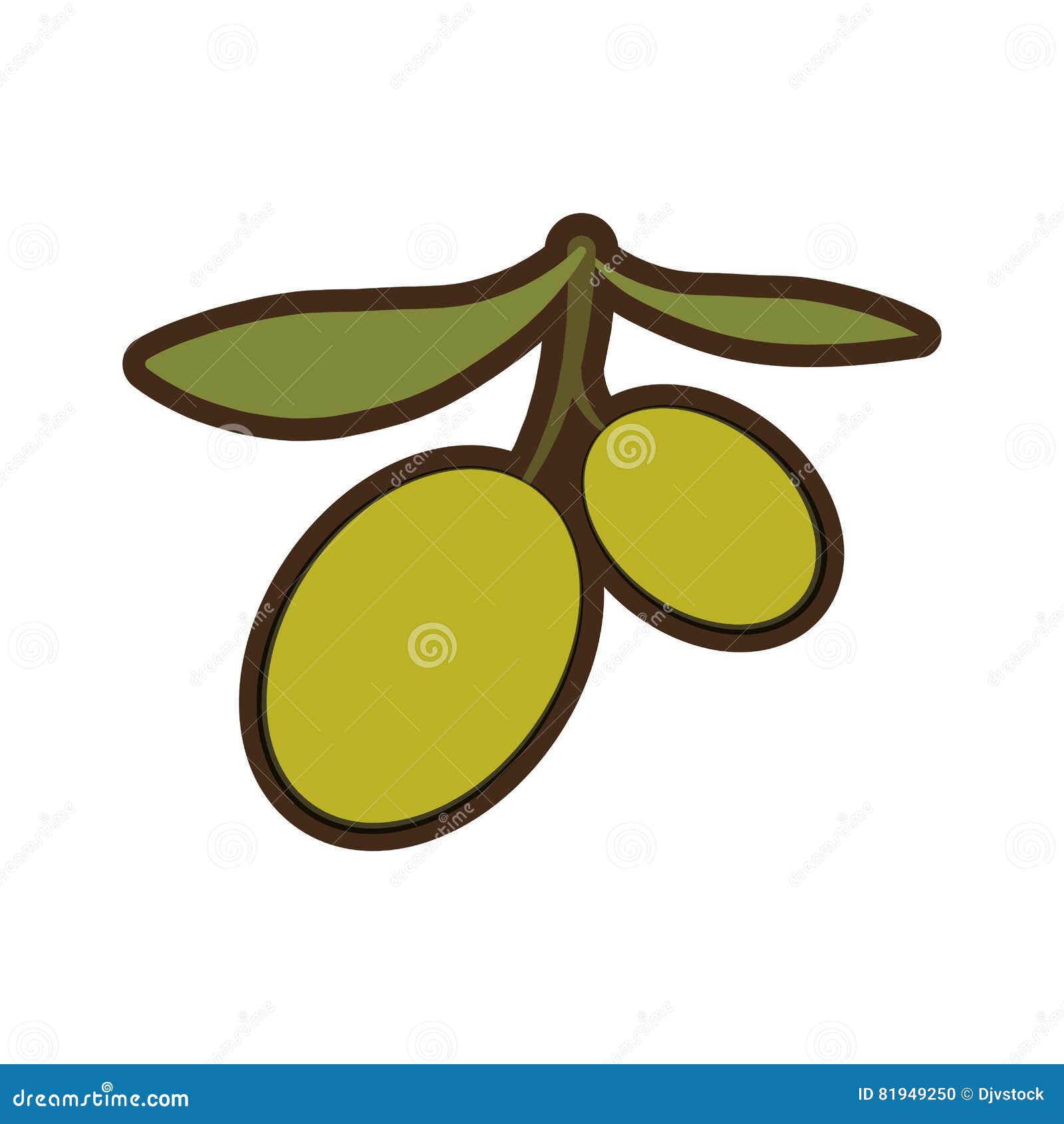 Cartoon Two Green Branch Olive Tree Sign Stock Vector - Illustration of ...