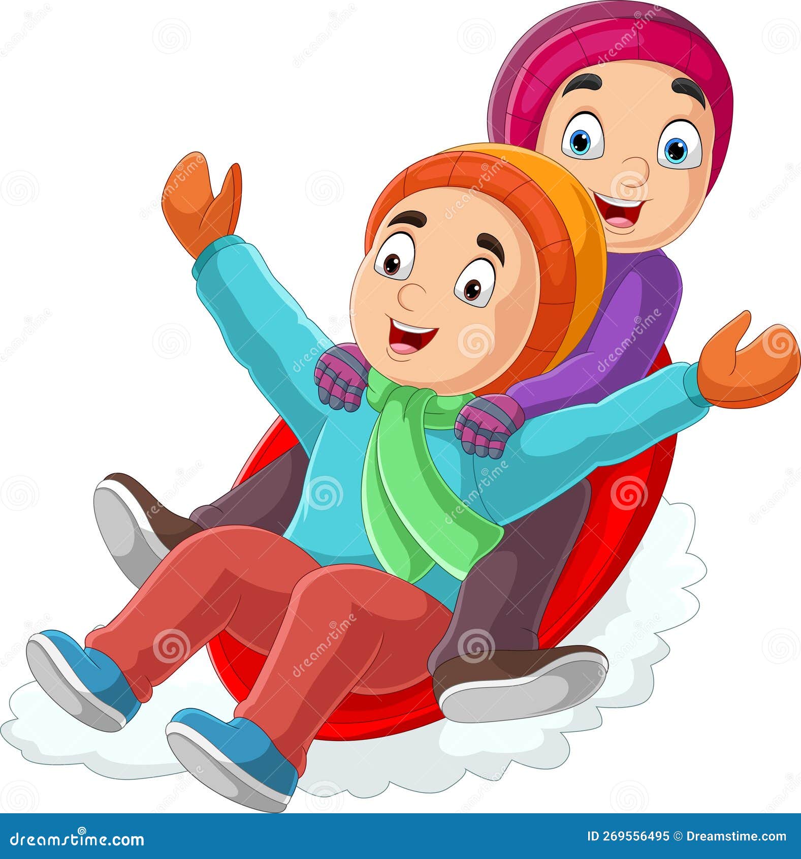 Set Of Tobogganing. Cartoon Icon Design Template With Various Models ...